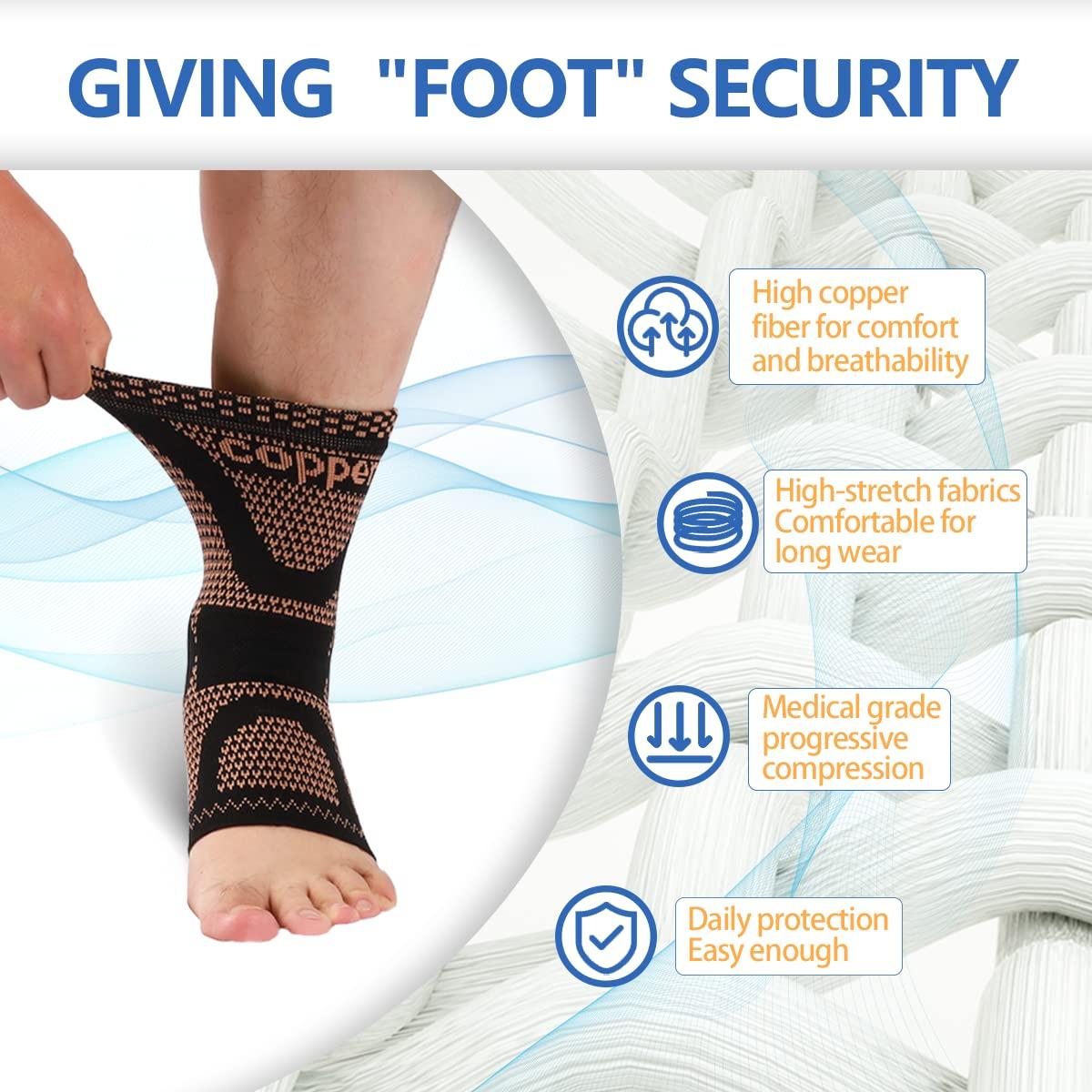 Copper Infused Compression Ankle Brace for Men & Women - Pain Relief ...