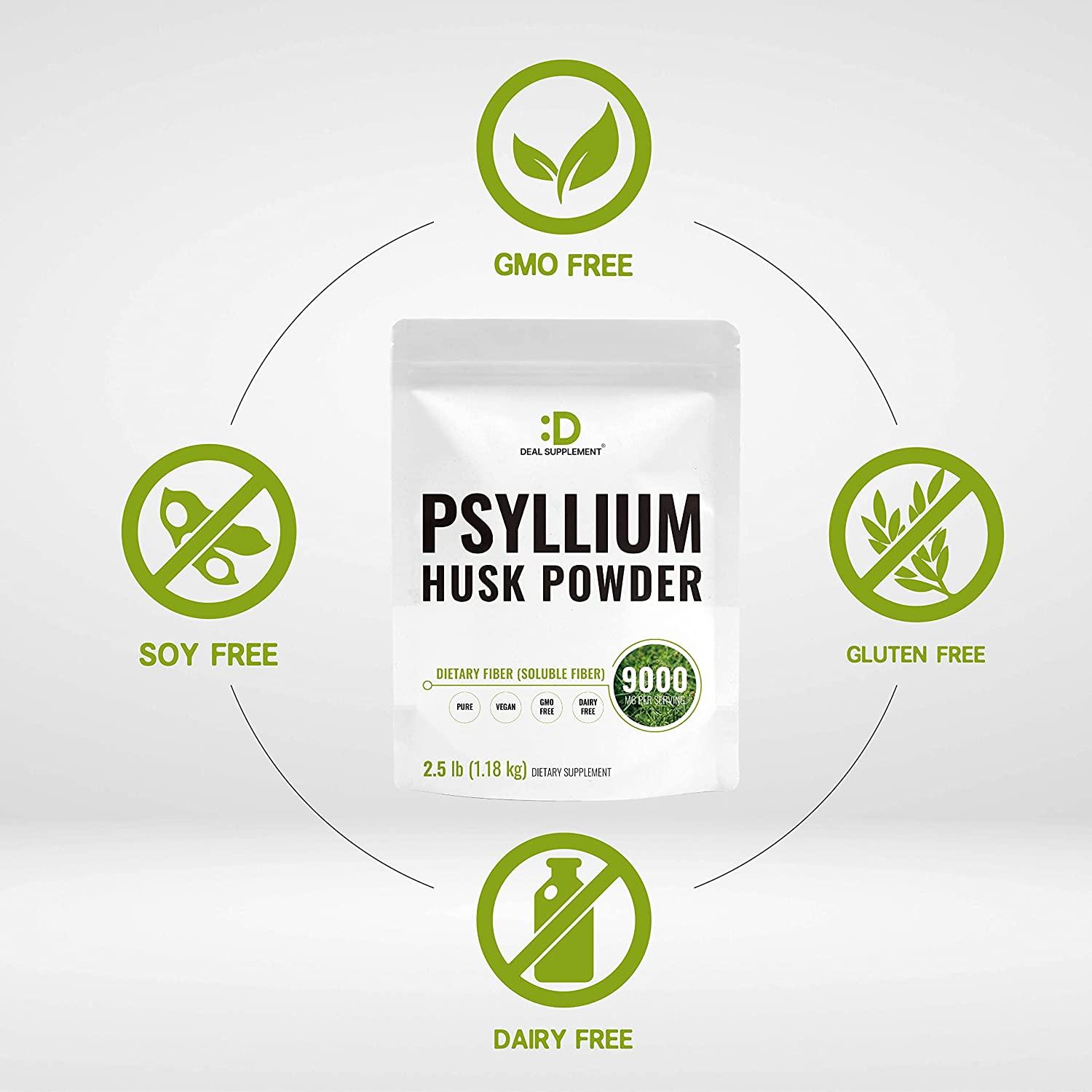 Psyllium Husk Powder 2.5 Lb (40 Ounce) - 9000mg Per Serving - Pure ...