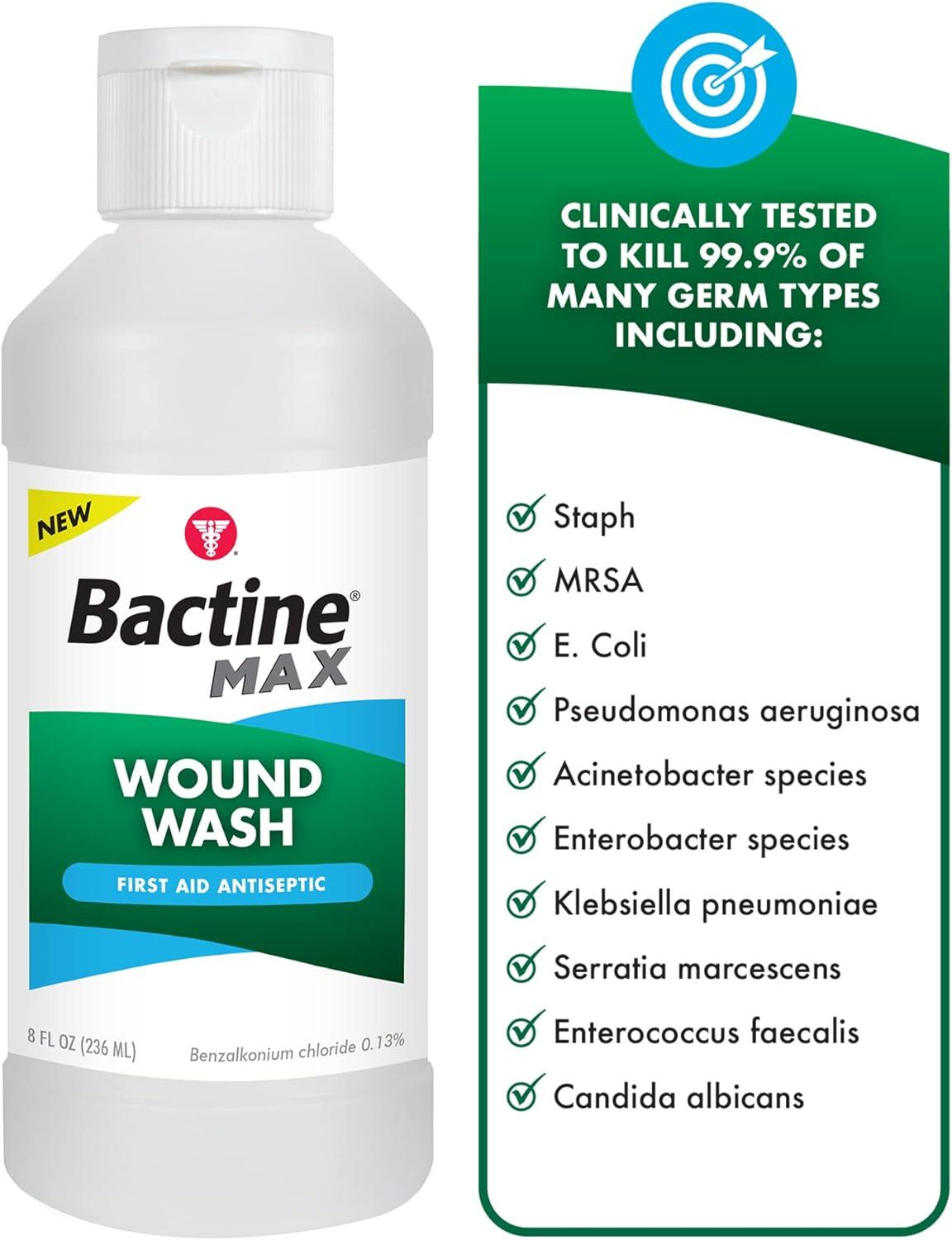 Bactine Max Antiseptic Wound Wash 8 fl oz 2 Pack - Kills 99.9% of Germs ...