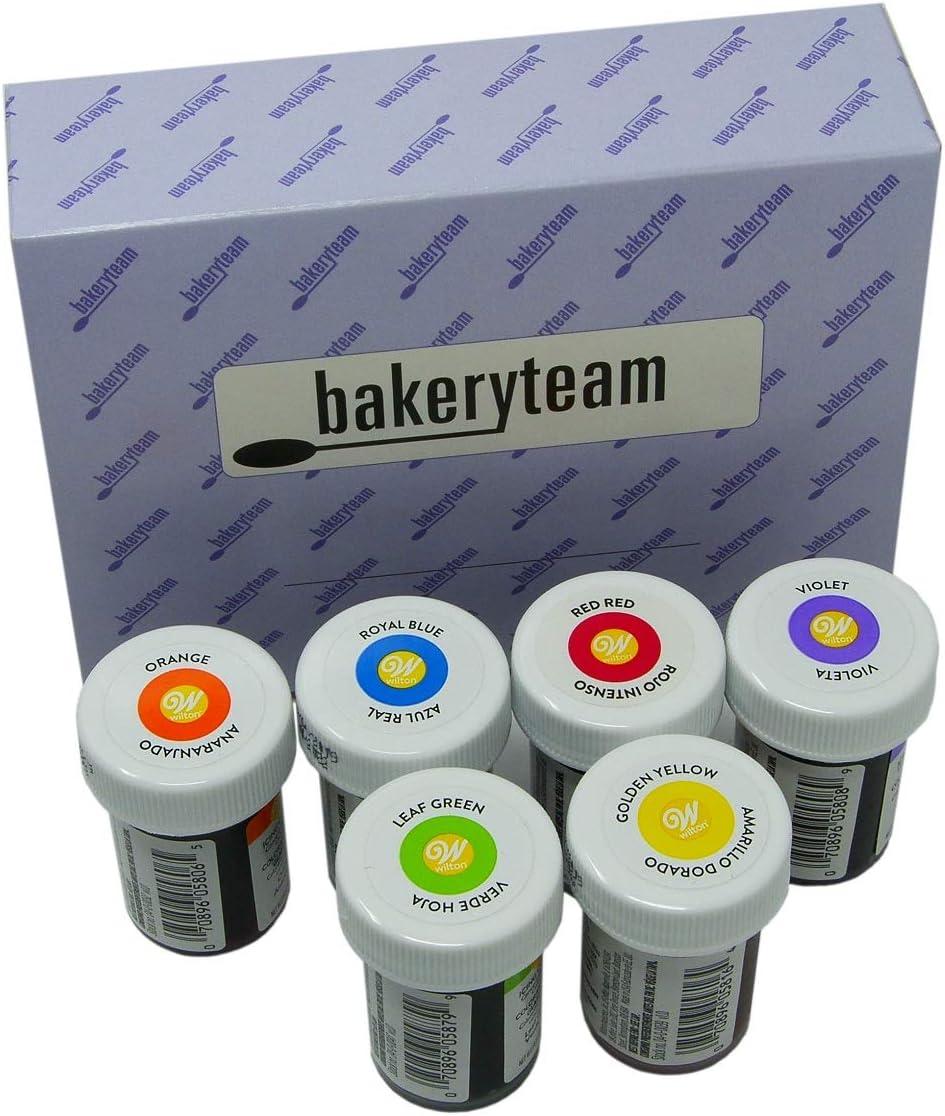 Wilton Icing Colour Gel Paste Rainbow Colours Set with Red No Taste - 6 ...