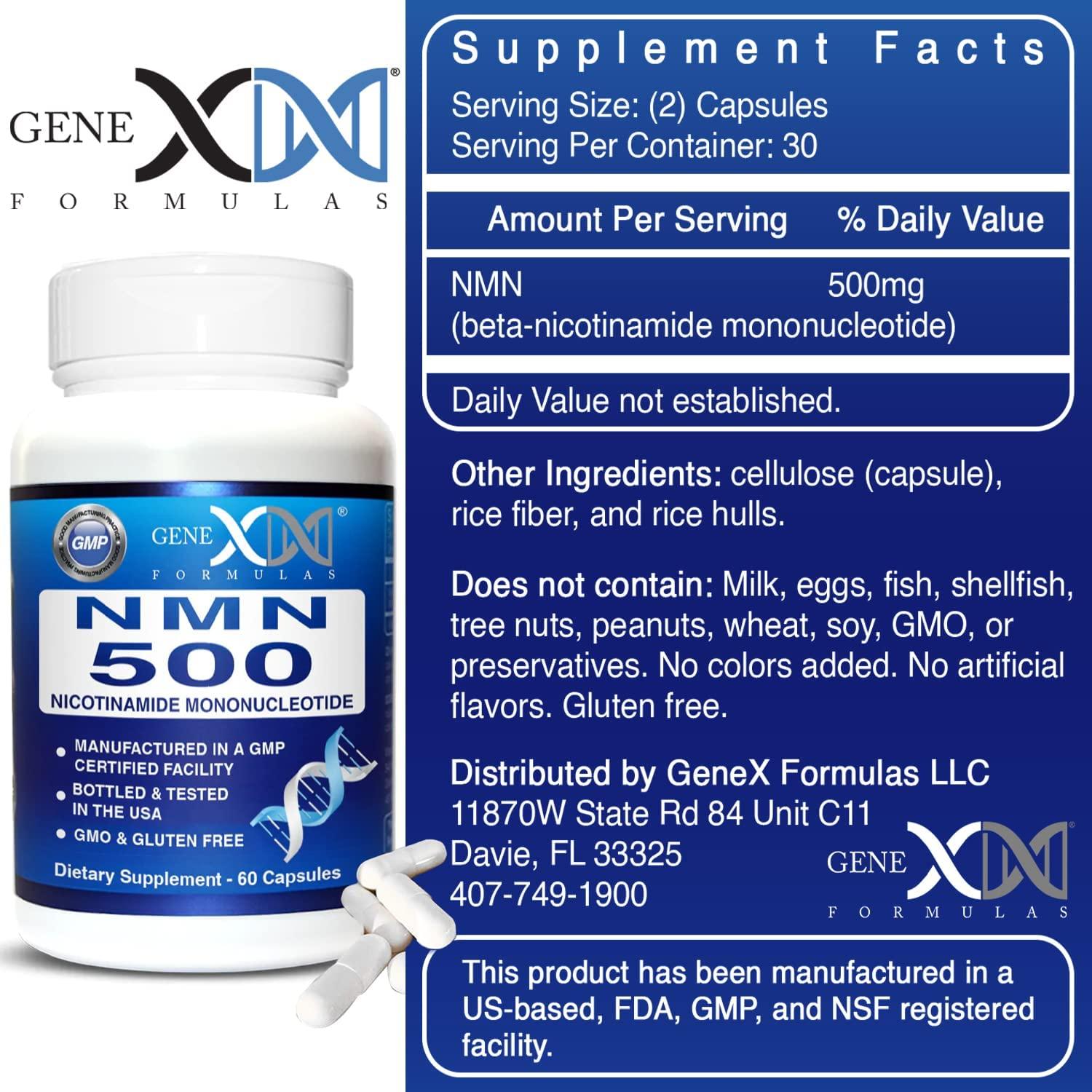 GENEX FORMULAS NMN Nicotinamide Mononucleotide Supplements - 99% Pure ...