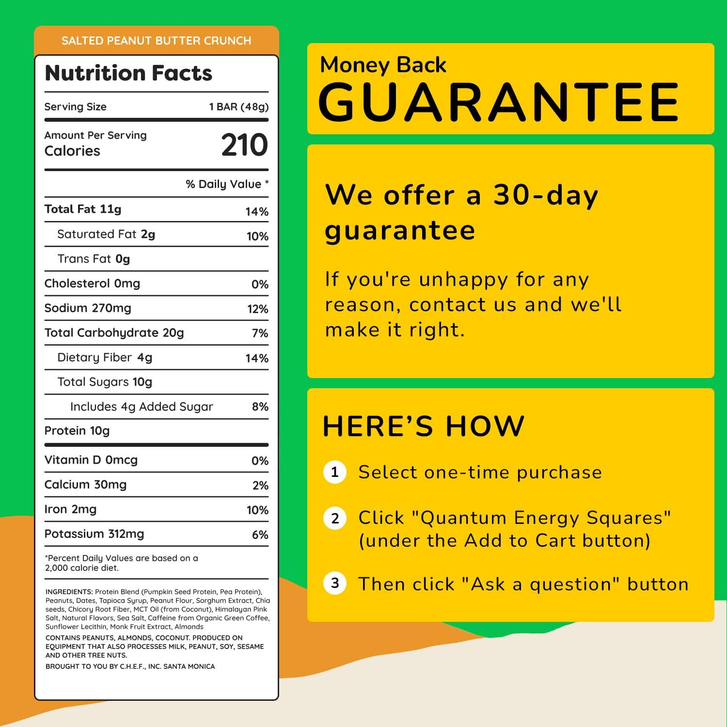 QUANTUM Organic Caffeinated Energy Bars - Plant Based Protein - Vegan ...