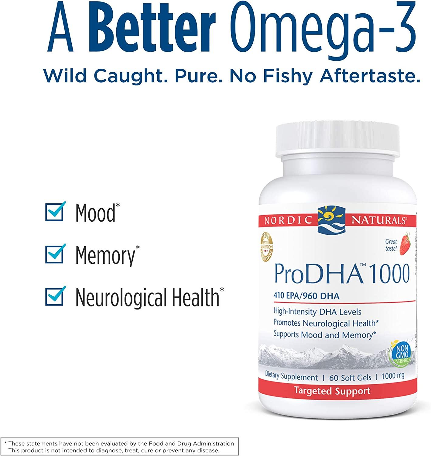 Nordic Naturals ProDHA 1000 Strawberry - 1000mg, 60 Softgels | Omega-3 ...