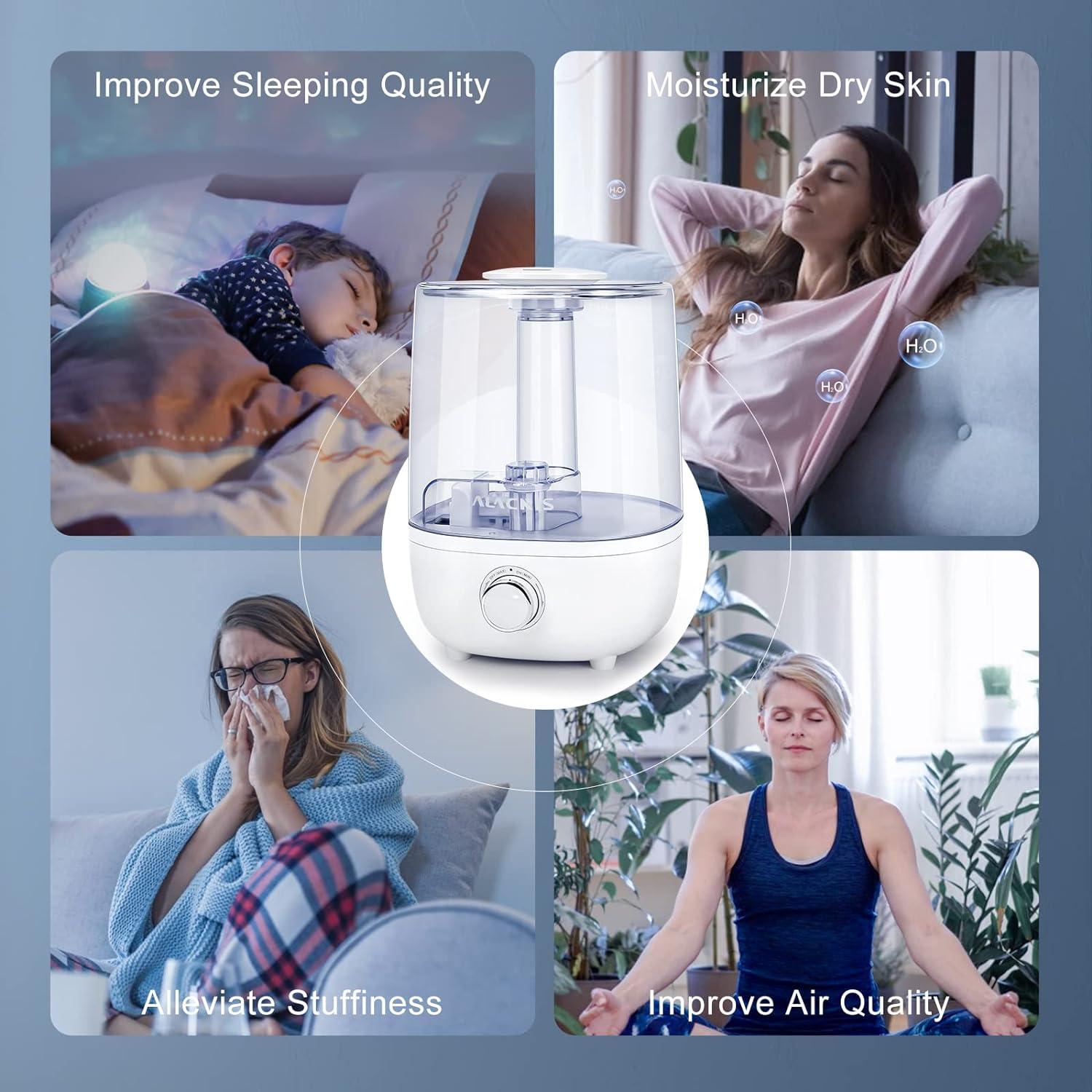 ALACRIS 4L Large Cool Mist Humidifier for Bedroom & Baby Room | Ultra ...