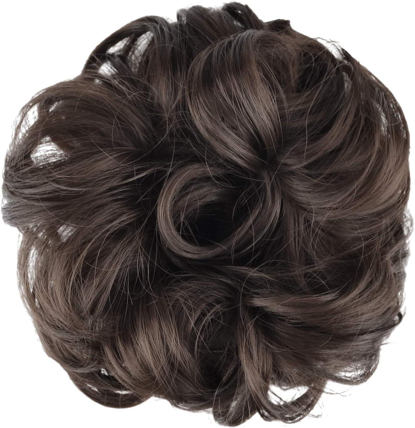 BARSDAR Synthetic Hair Bun Extension - Brown | Messy Hair Scrunchie ...