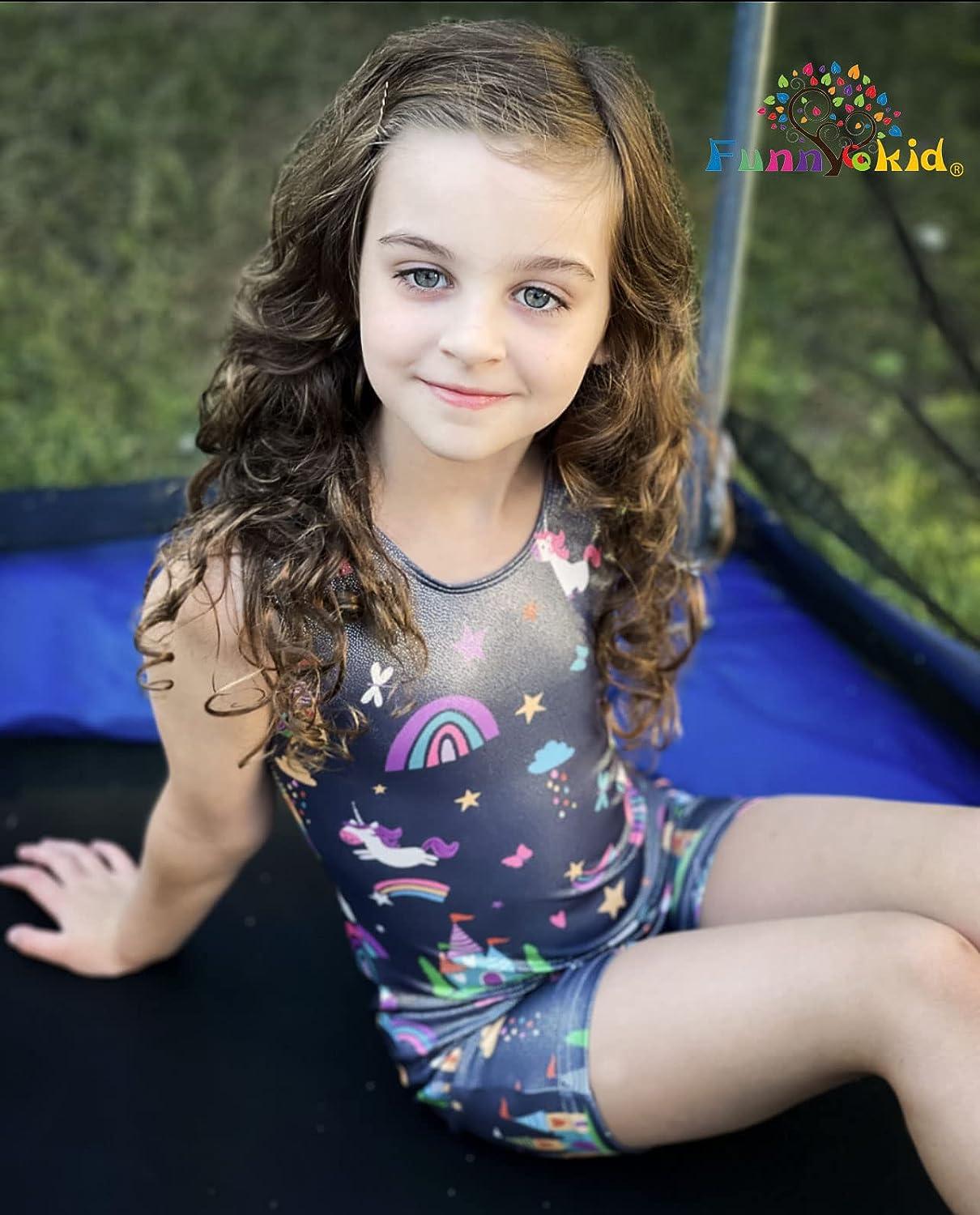 Girls Gymnastics Leotards with Shorts | Sparkle Dance Unitards | Mermaid Active Biketards ...