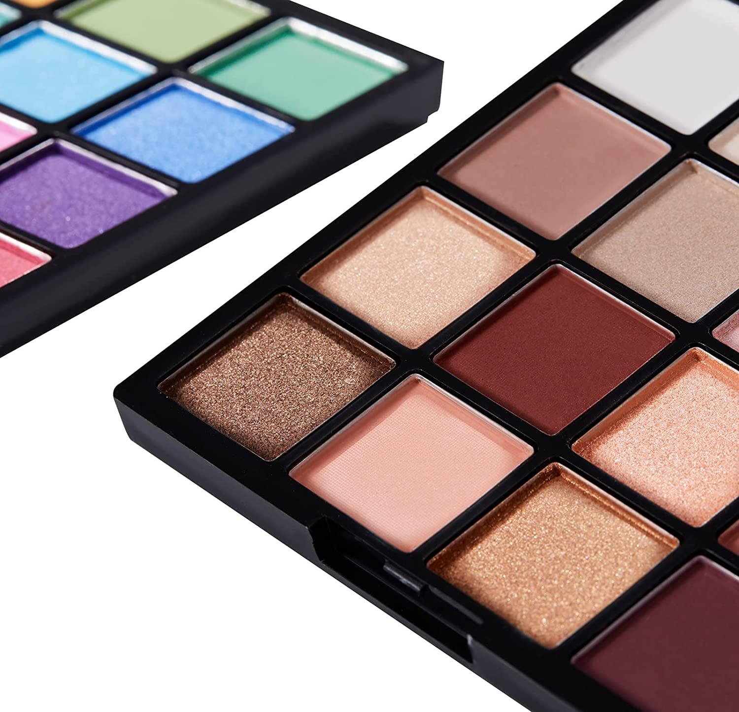 Professional 16-Color Eyeshadow Palette Set - Warm Neutrals & Brights ...