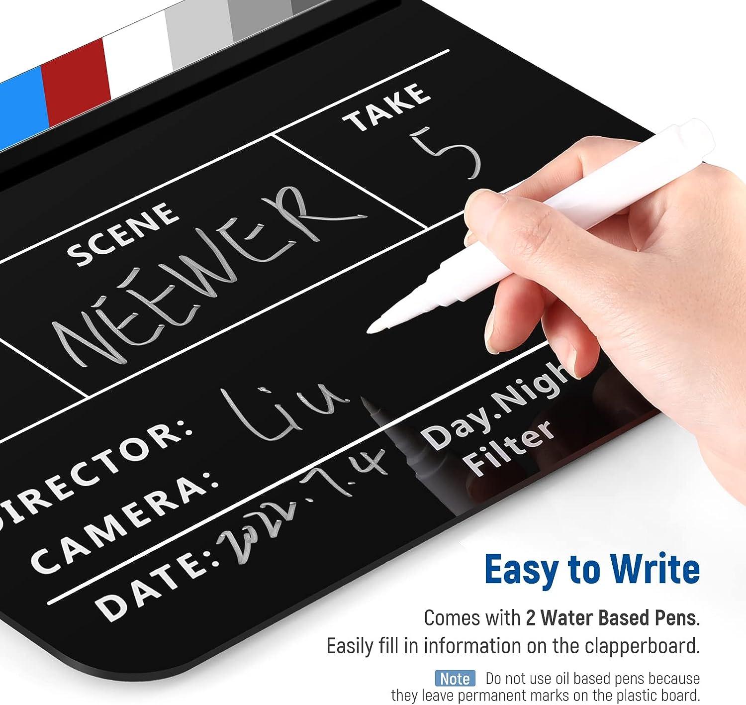 NEEWER Acrylic Film Directors Clapper Board Kit - 12x10 Cut Action ...