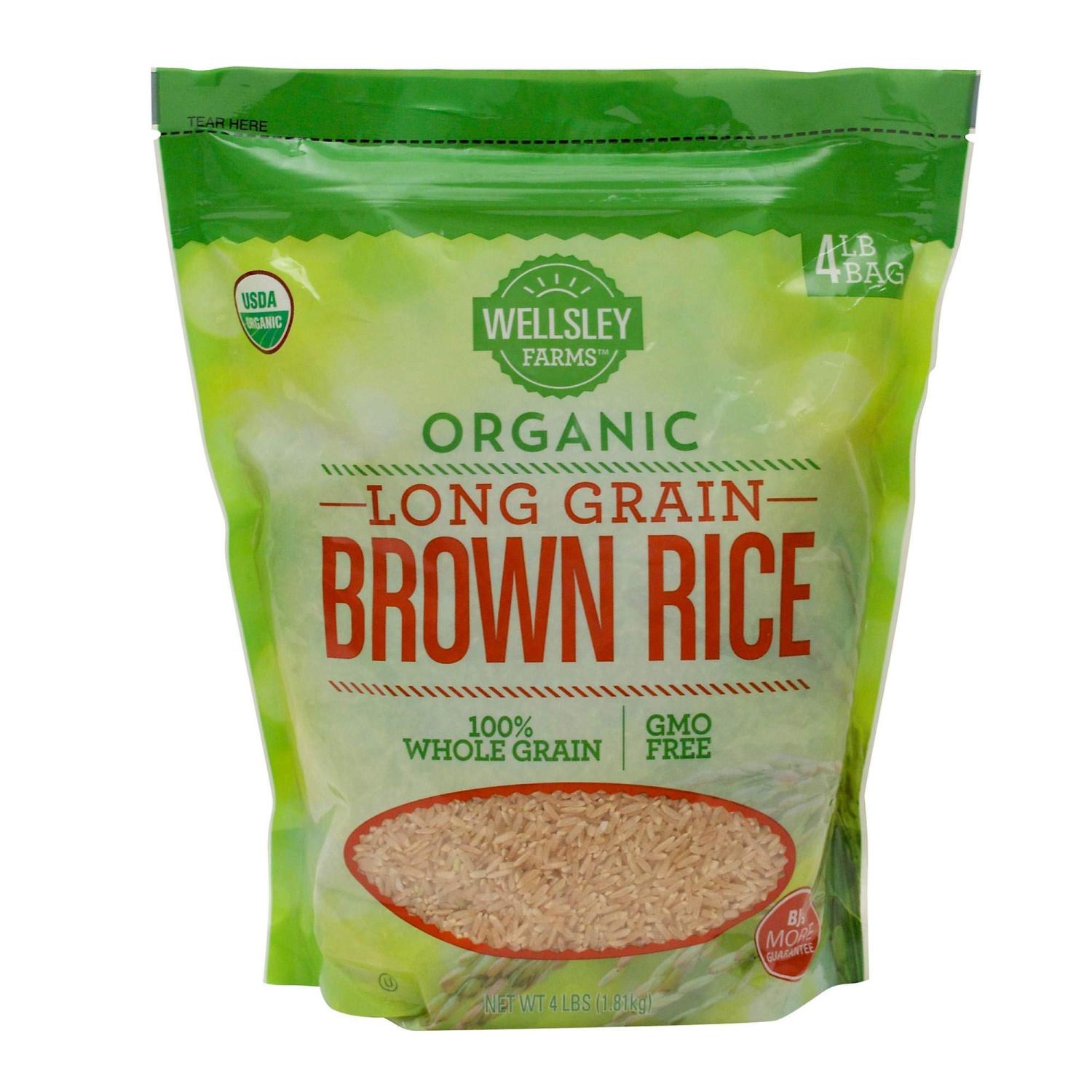 Wellsley Farms Organic Long-Grain Brown Rice 4 lbs. - Premium Quality ...