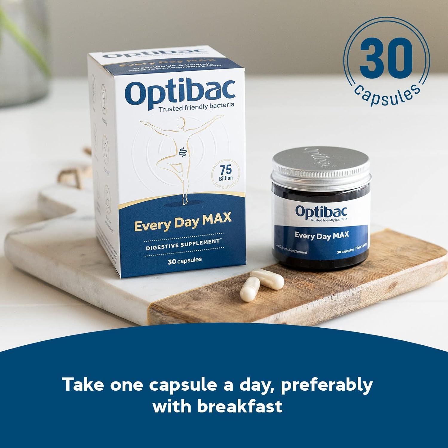 Optibac Probiotics Every Day MAX - 75 Billion Bacterial Cultures, 30 ...