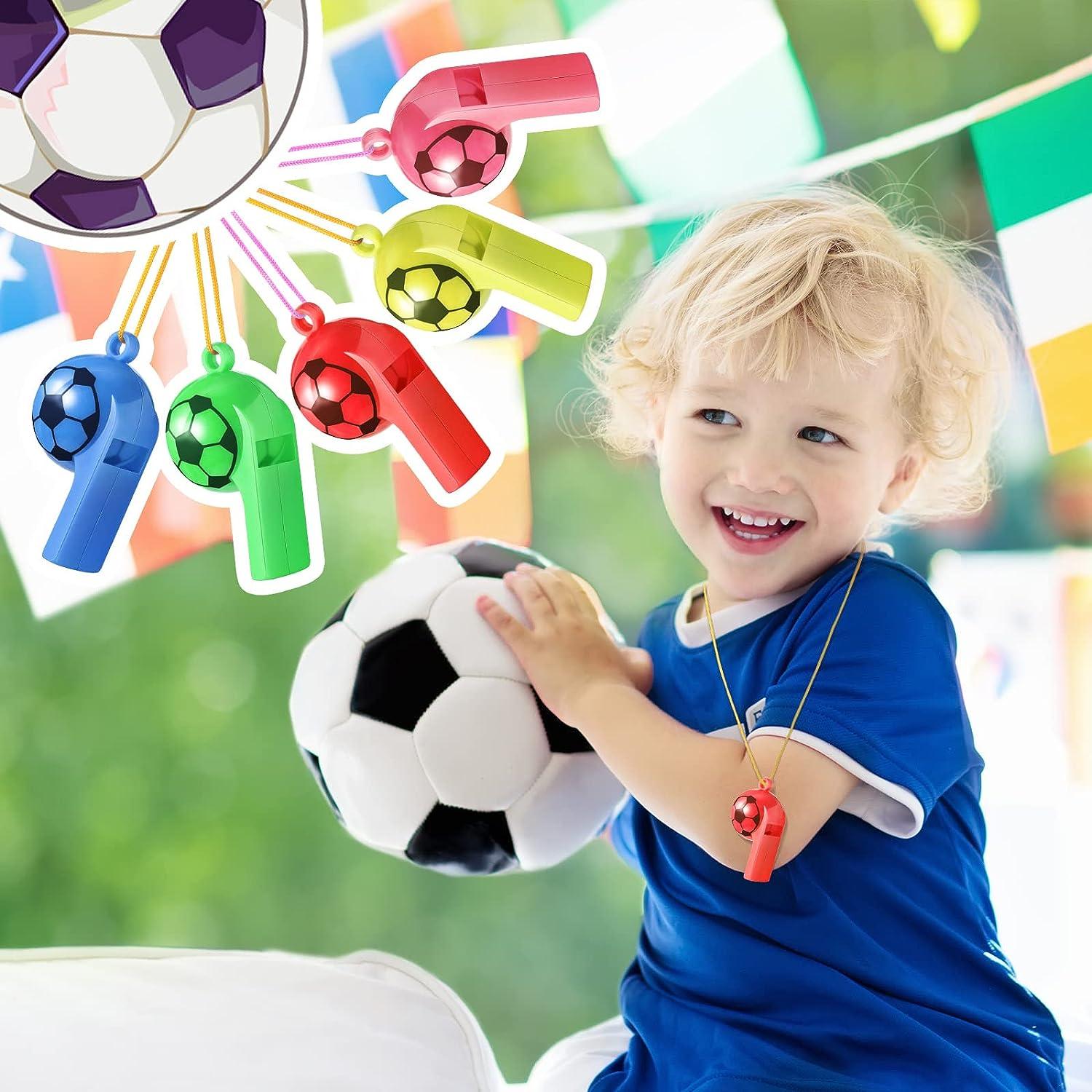 24 Pcs Soccer Pattern Plastic Whistles with Lanyard for Kids - Perfect ...