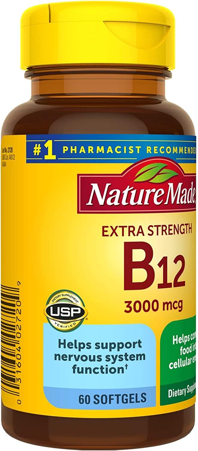 Nature Made Extra Strength Vitamin B12 3000 mcg Softgels - Energy ...