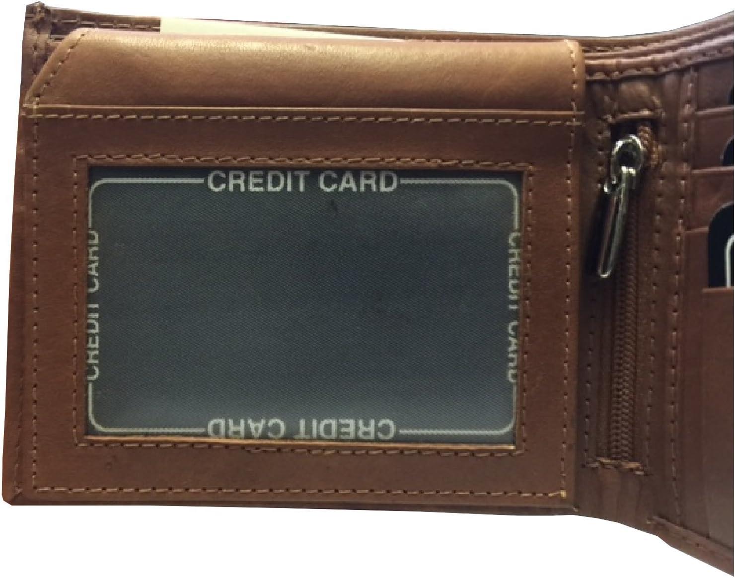 BMF Men's Original Bi-fold Embroidered Brown Genuine Leather Wallet ...