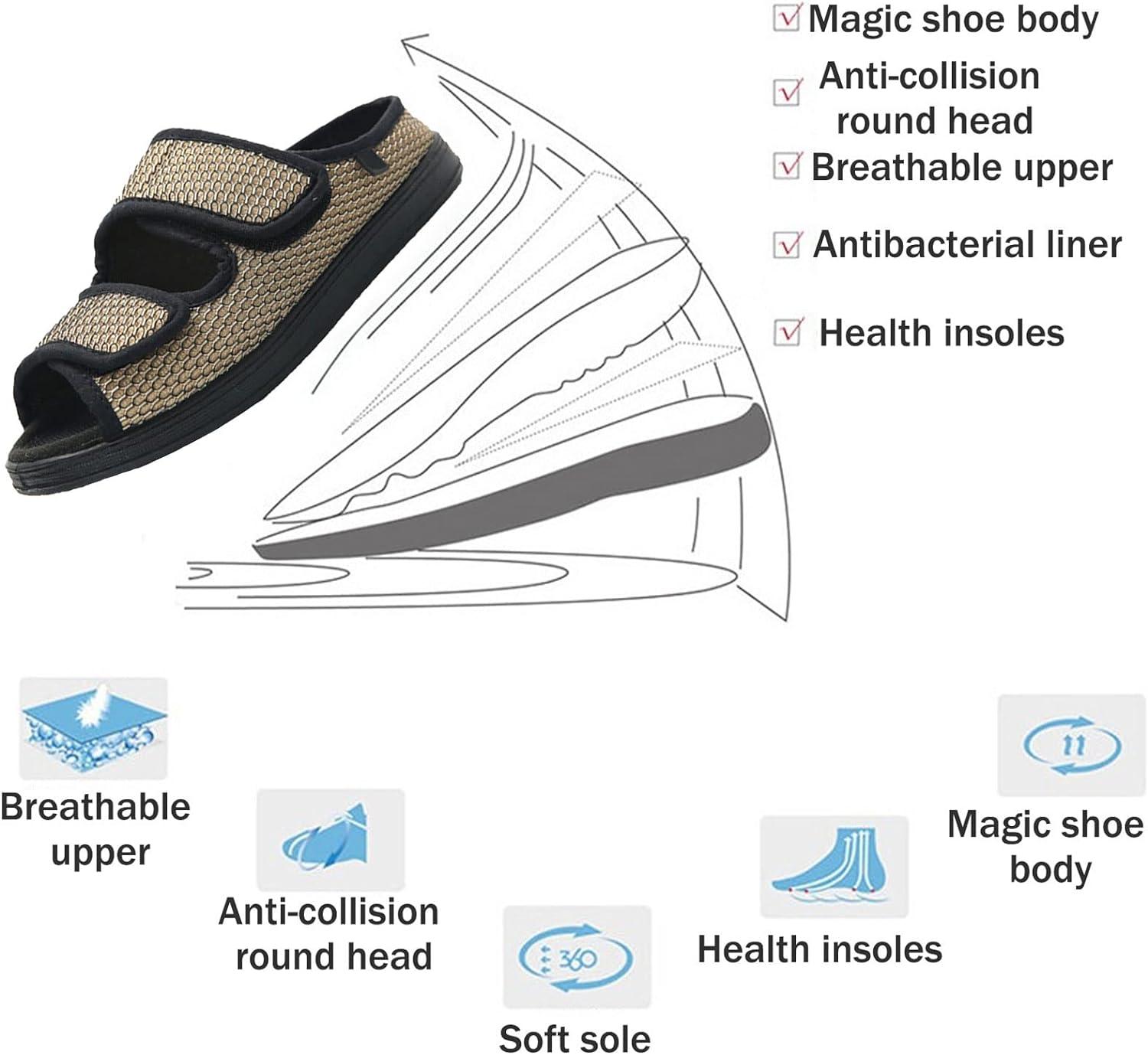 Gaoxiao Women's Diabetic Sandals - Open Toe Velcro Extra Wide ...