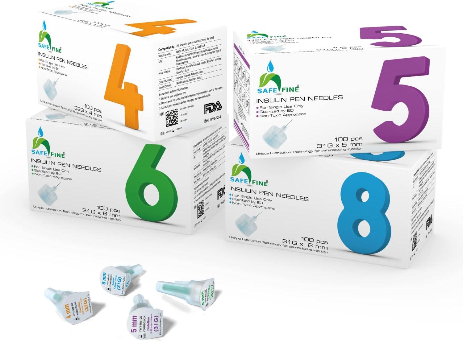 Safe Fine Insulin Pen Needles 5mm 31G - Painless Injection - 100 Pcs/Box