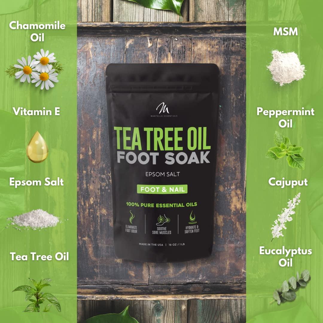 Tea Tree Oil Foot Soak for Softening Feet - 1 lb Epsom Salt Pedicure ...