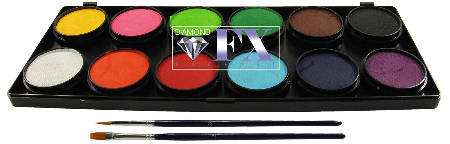 Diamond FX Face Paint Palette - Essential 12 Colors for Professional ...