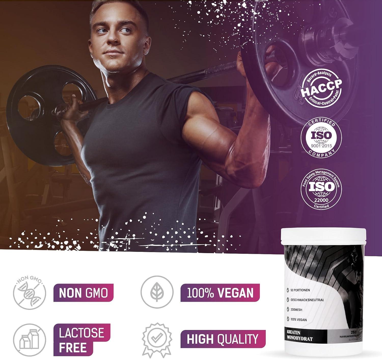 Premium Creatine Monohydrate Powder 250g - 200 Mesh 50 Portions for ...