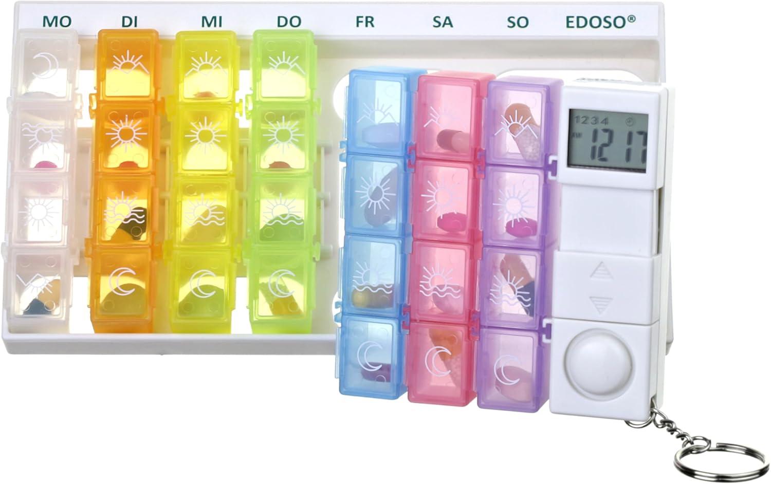 Edoso 7-Day Pill Organizer with Alarm | Weekly Medicine Box & Timer for ...