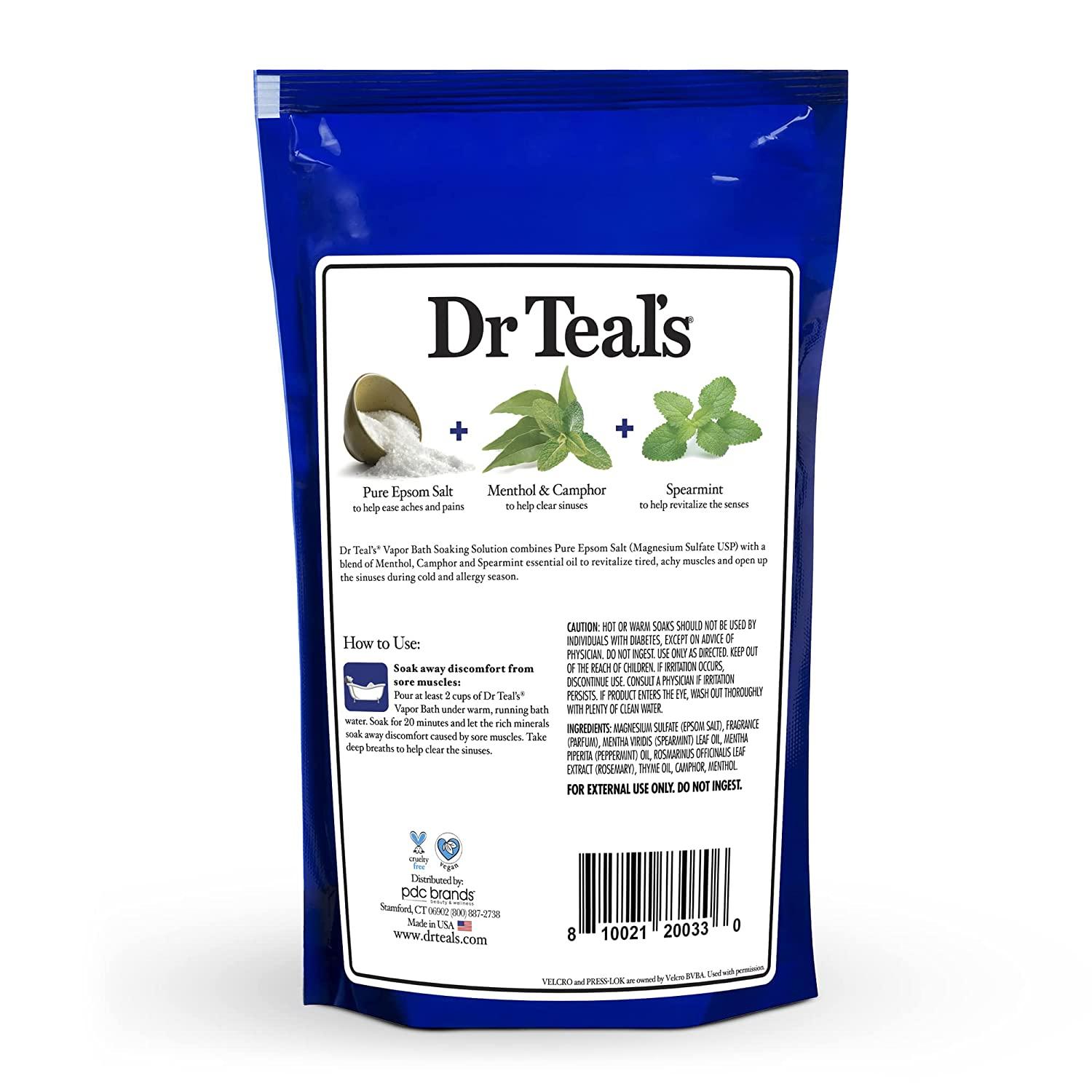 Dr Teal's Menthol & Camphor Vapor Bath Epsom Salt 6 lb (Pack of 3 ...