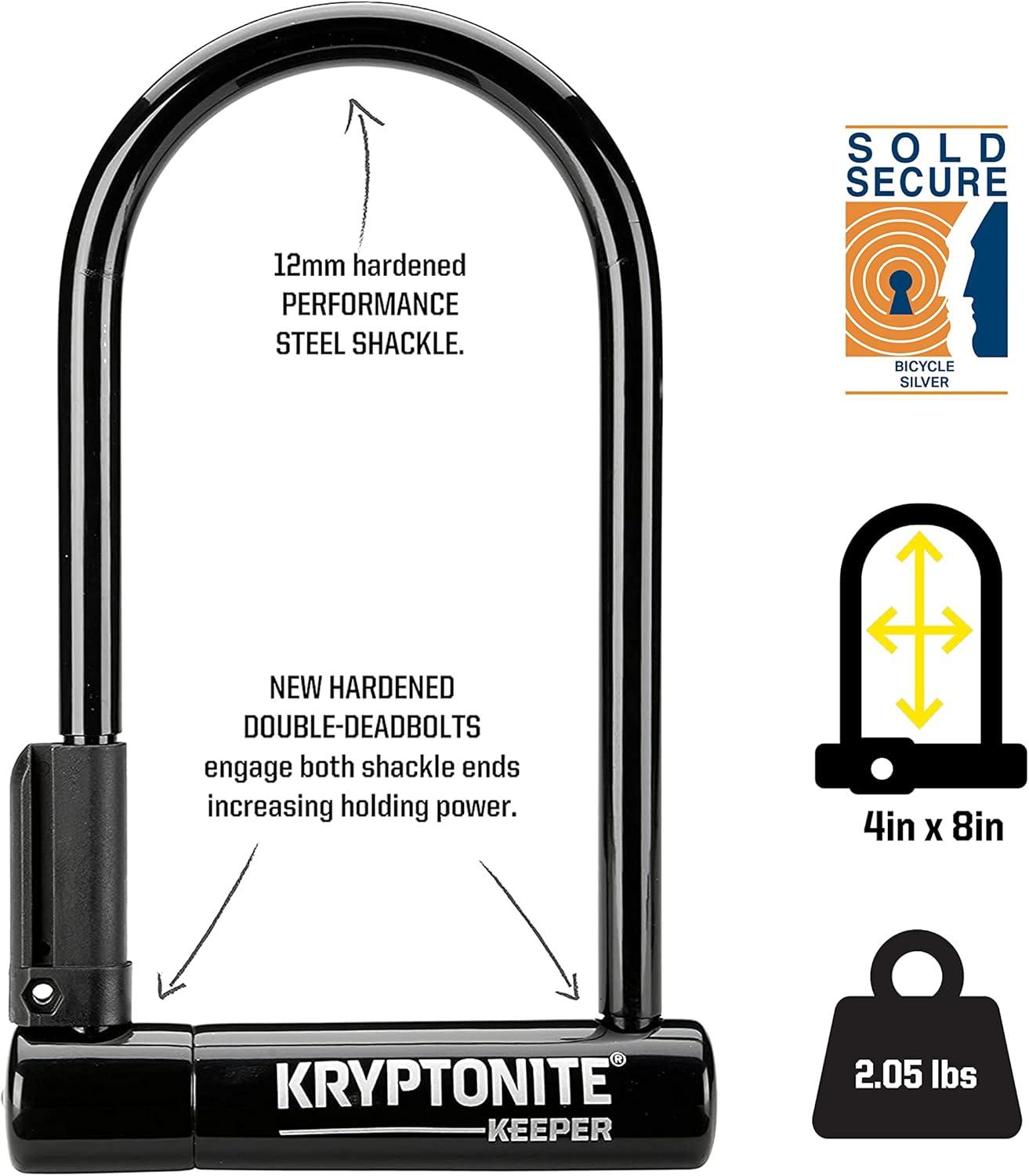 Kryptonite Keeper 12mm U-Lock with FlexFrame-U Mount & Cable | Secure ...