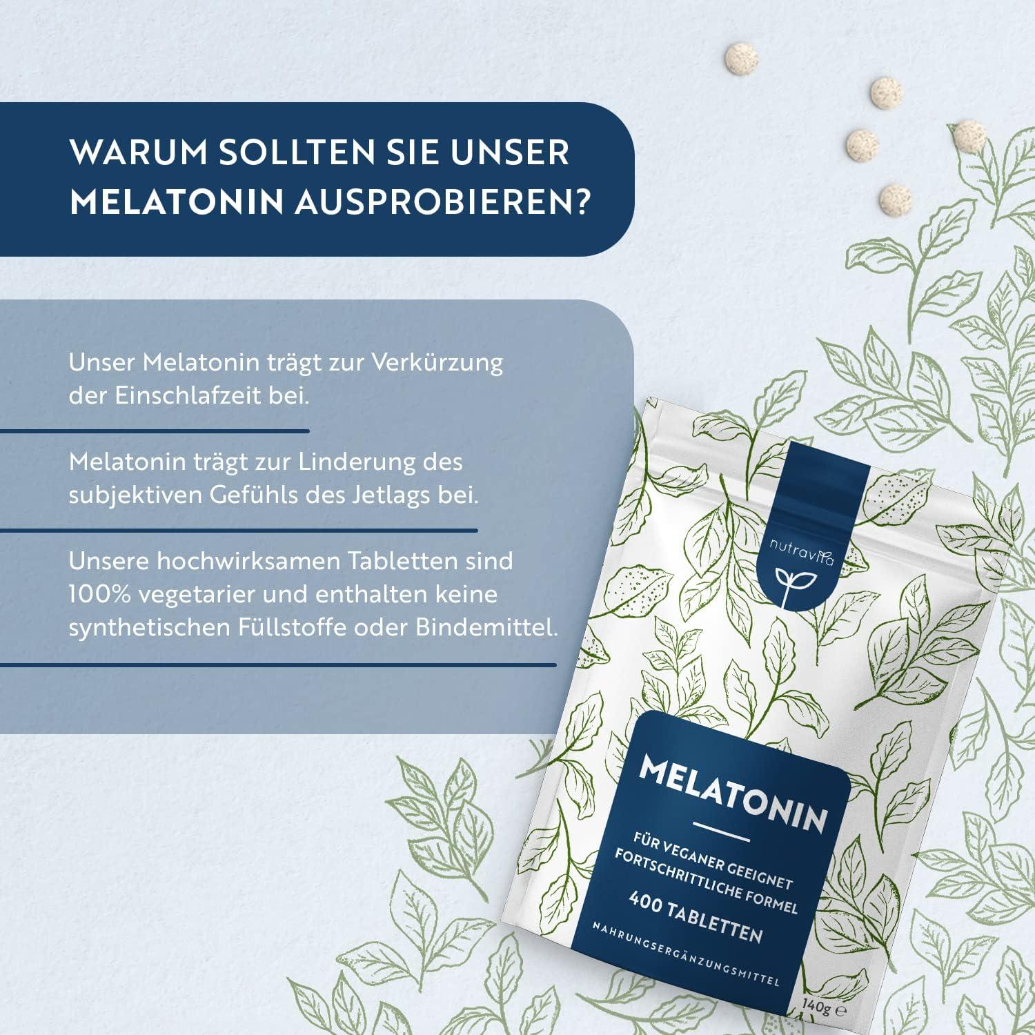 NutraVita High-Dose Melatonin 400 Tablets | 0.5mg Pure Sleep Pills with ...