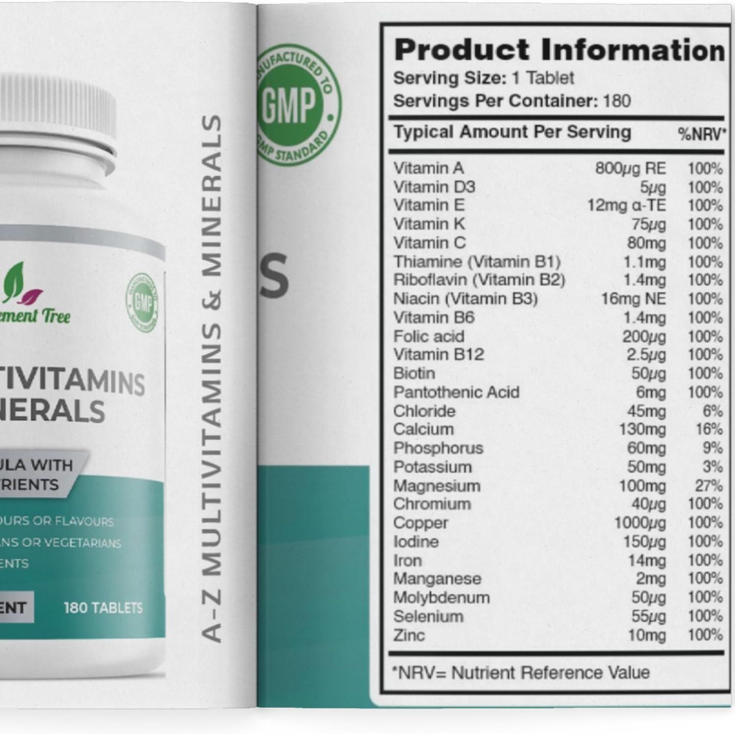 A-Z Multivitamins and Minerals Tablets - 180 Vegan Multivitamin Tablets ...