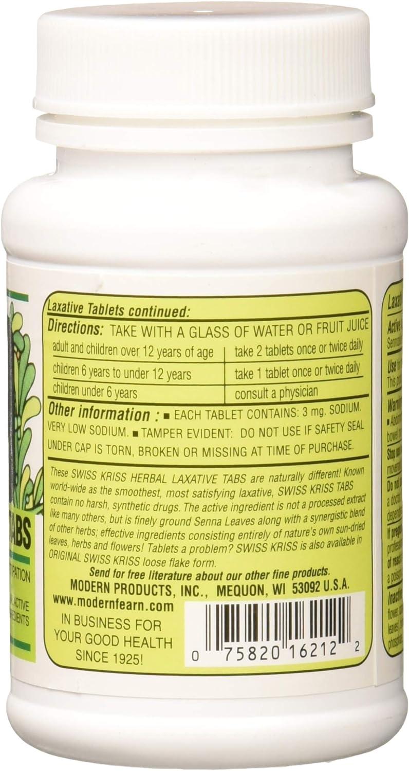 Swiss Kriss Herbal Laxative Tablets 120 ea - Natural and Gentle ...