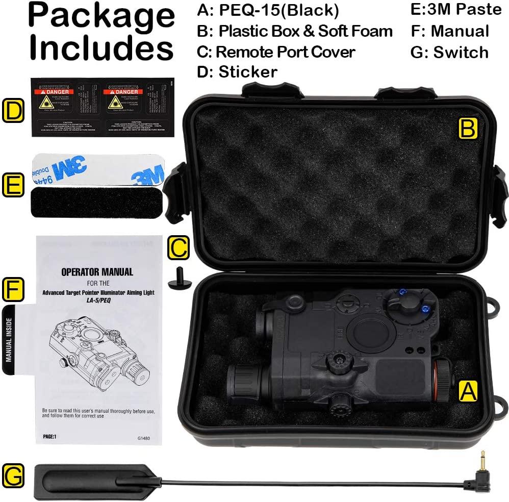 ACTIONUNION Airsoft PEQ-15 IR Laser Red Laser White LED Flashlight ...
