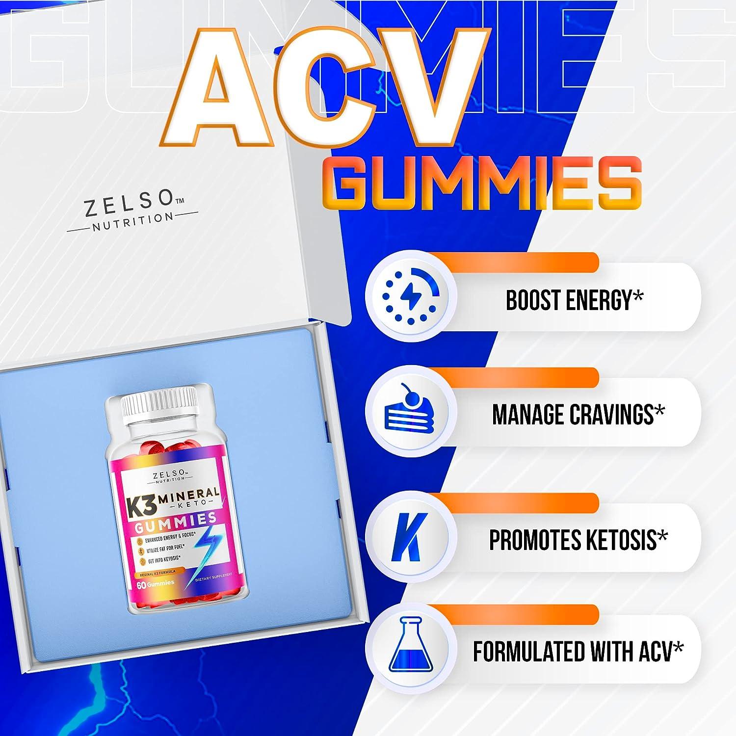 ZELSO K3 Mineral Keto Gummies Nutrition - Advanced ACV Formula in Gummy ...