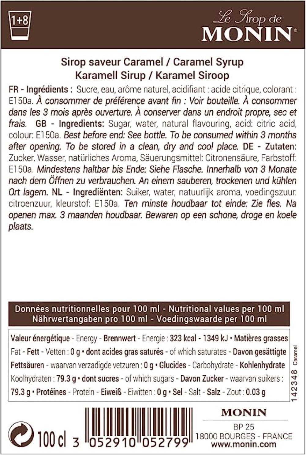 MONIN Premium Caramel Syrup 1L with FREE Cocktail Recipe Card | Buy Now ...