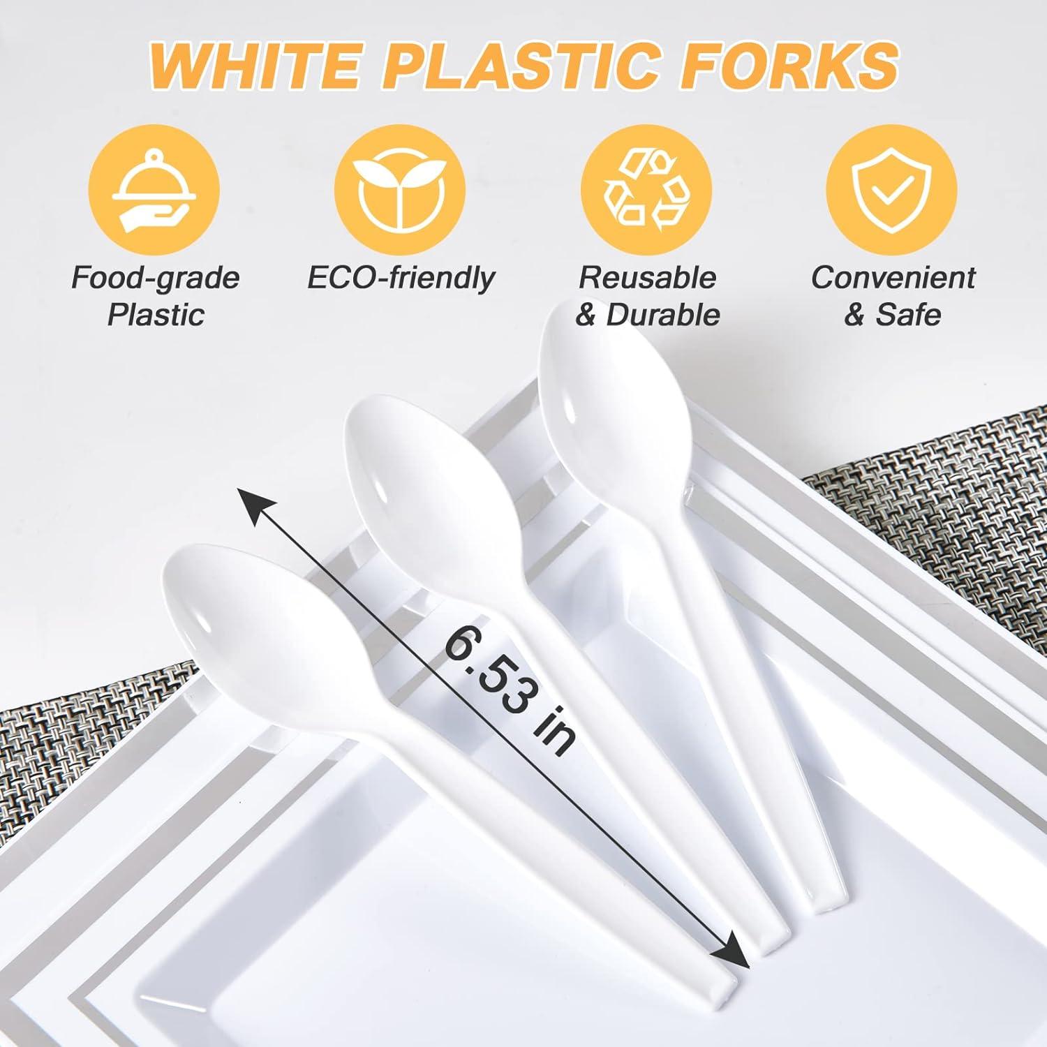 360 Pack White Disposable Spoons - Heavy Duty Plastic Cutlery Set | Buy ...