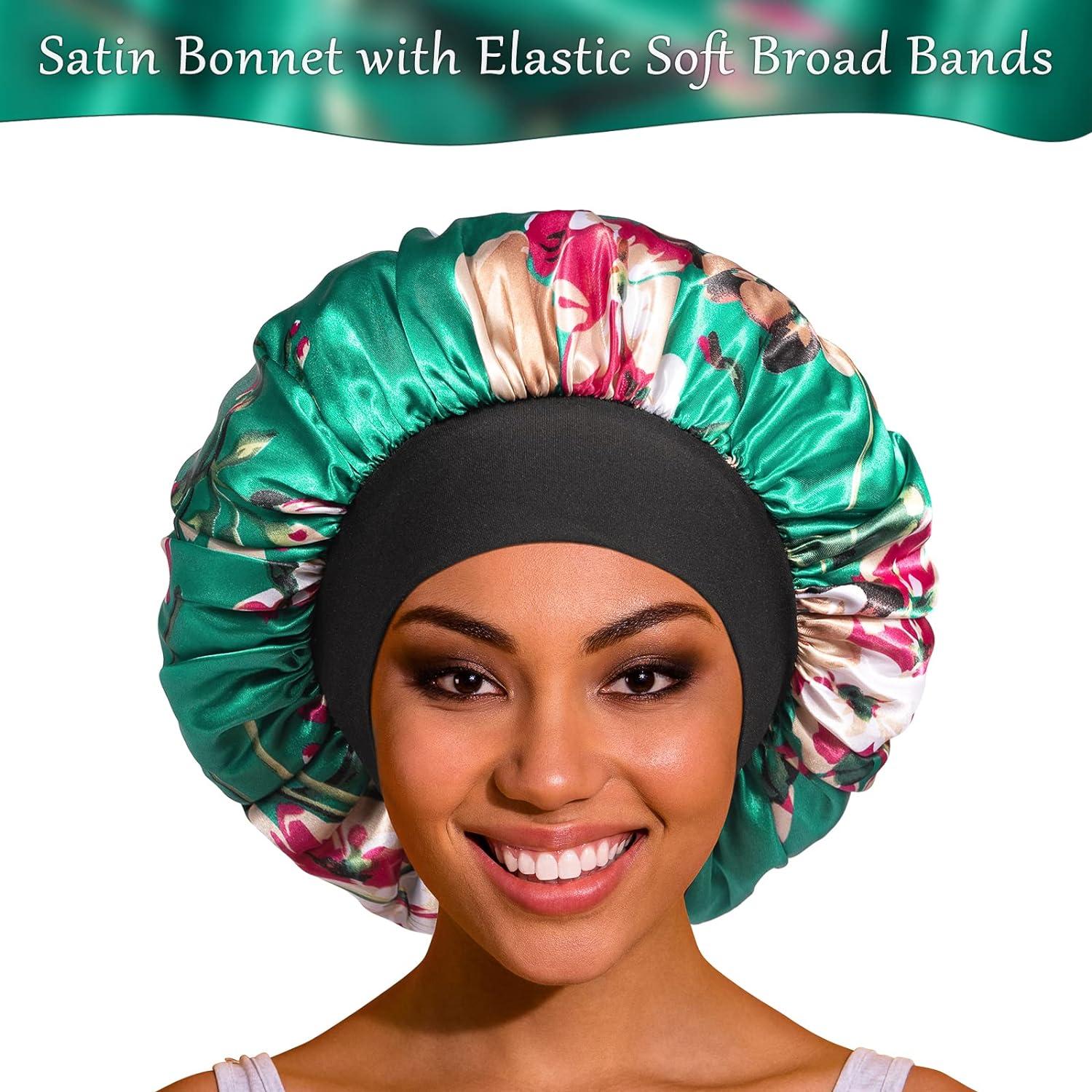 Satin Silk Bonnet for Sleeping - 4 Pack Hair Bonnets for Black Women ...