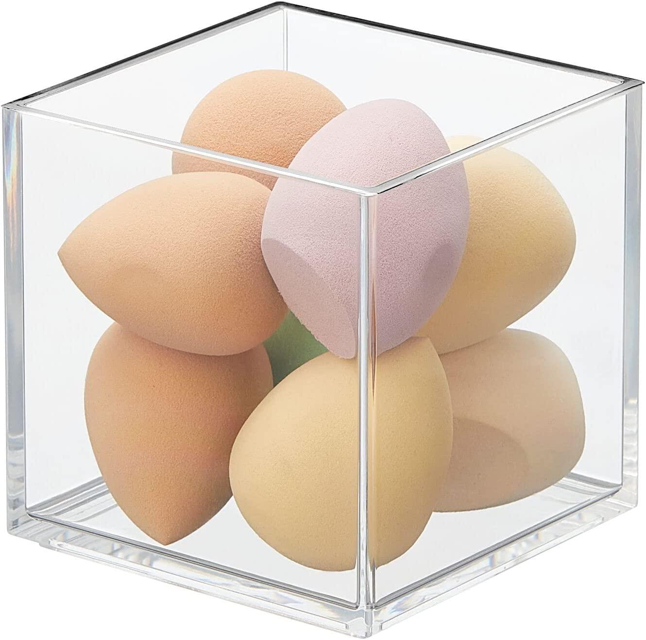 mDesign Prism Collection Cosmetic Organizer - 3 Pack, Clear/Chrome ...