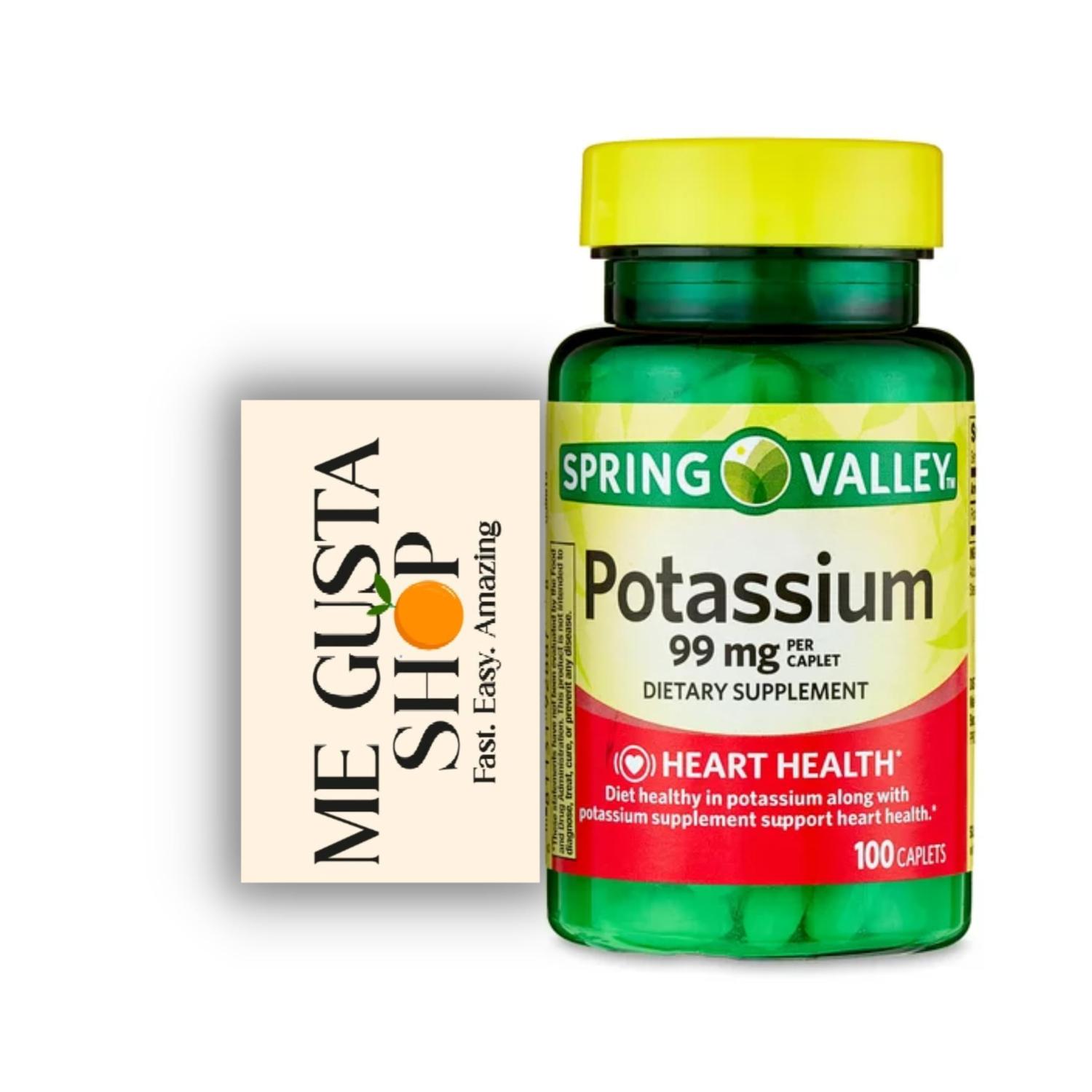 Spring Valley Potassium Caplets 99mg Dietary Supplement 100 Count + Me ...