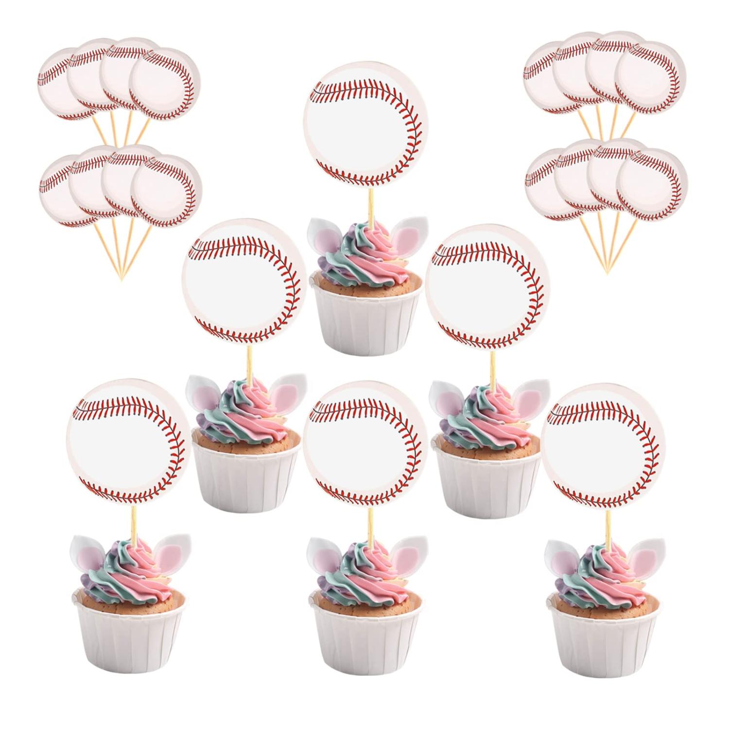 Baseball Cupcake Cake Toppers Baseball Party Supplies Dessert ...