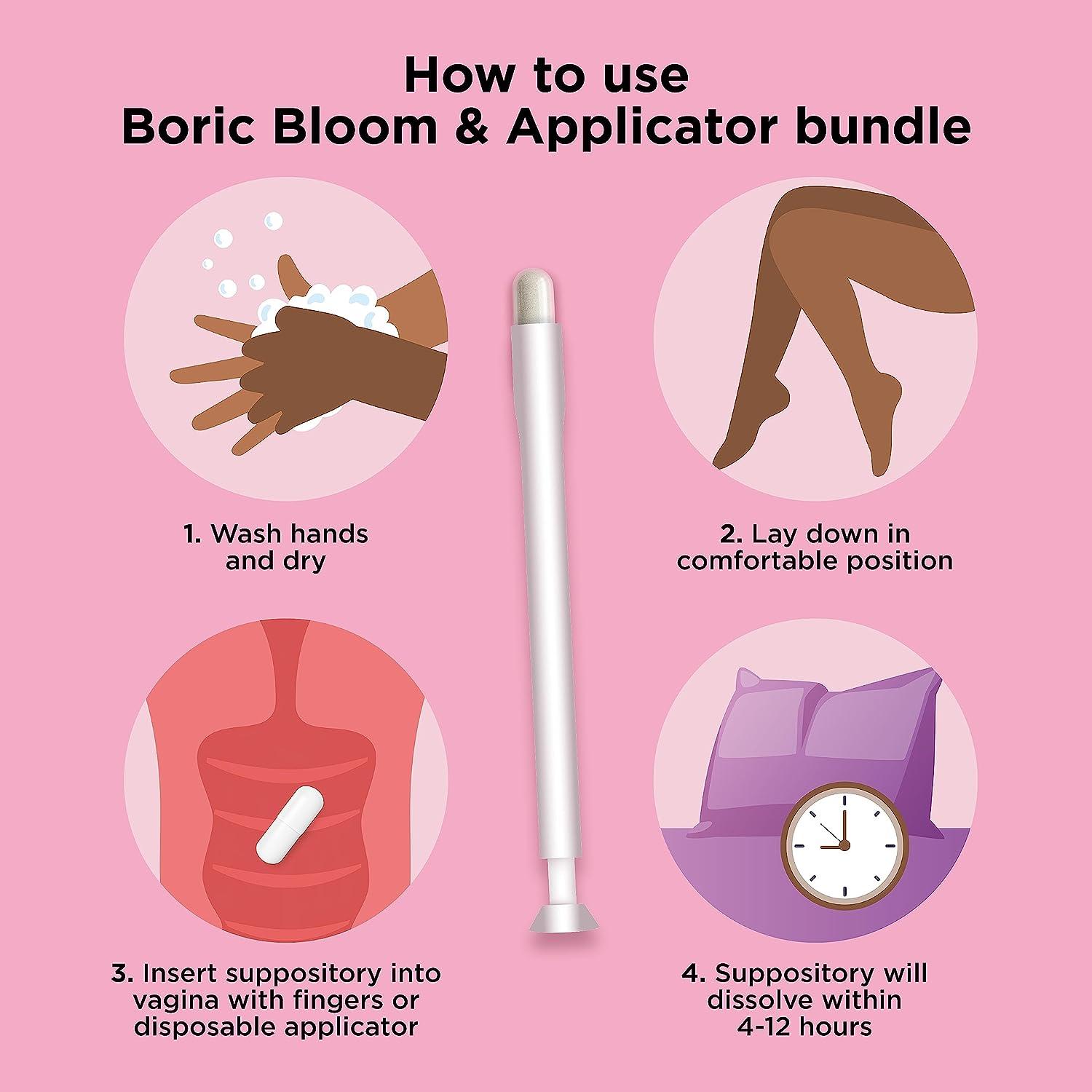 Boric Acid Suppositories & Applicator Bundle - 30 Suppository / 30 ...