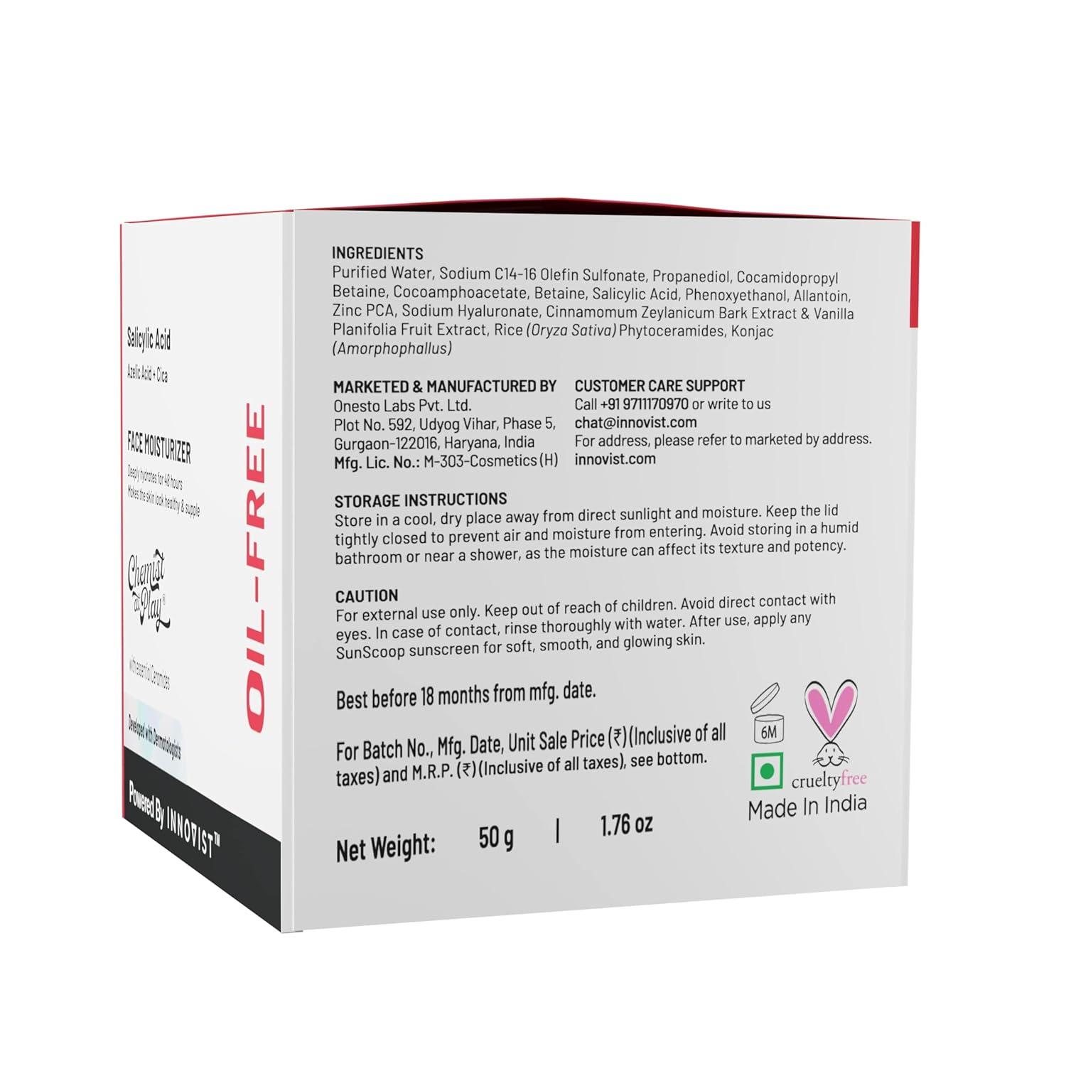 Oil Control Face Moisturiser with 0.5% Salicylic Acid | Mineral Oil ...