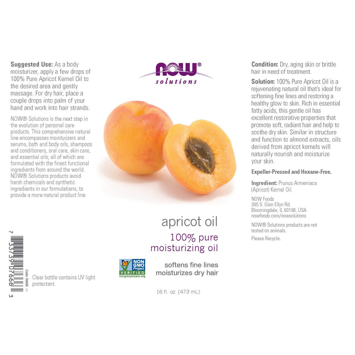 NOW Solutions Apricot Kernel Oil 16oz - Hair Moisturizer & Skin ...