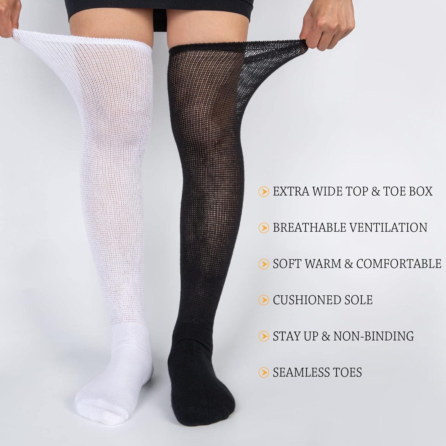 Athlemo Women Bamboo Diabetic Socks 2 Pairs | Over The Knee Circulatory ...