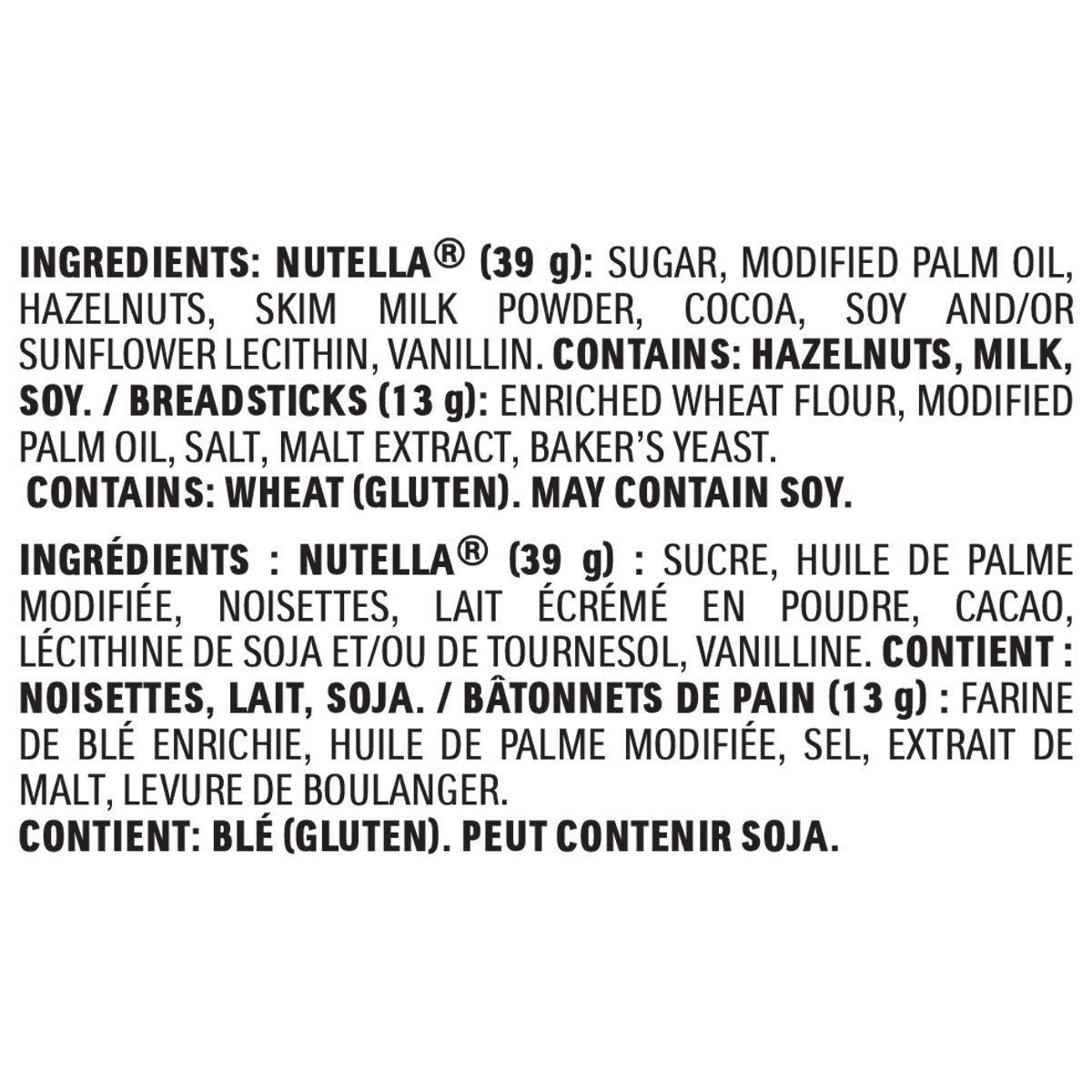 Nutella and Go Snack Packs, Chocolate Hazelnut Spread with Breadsticks ...