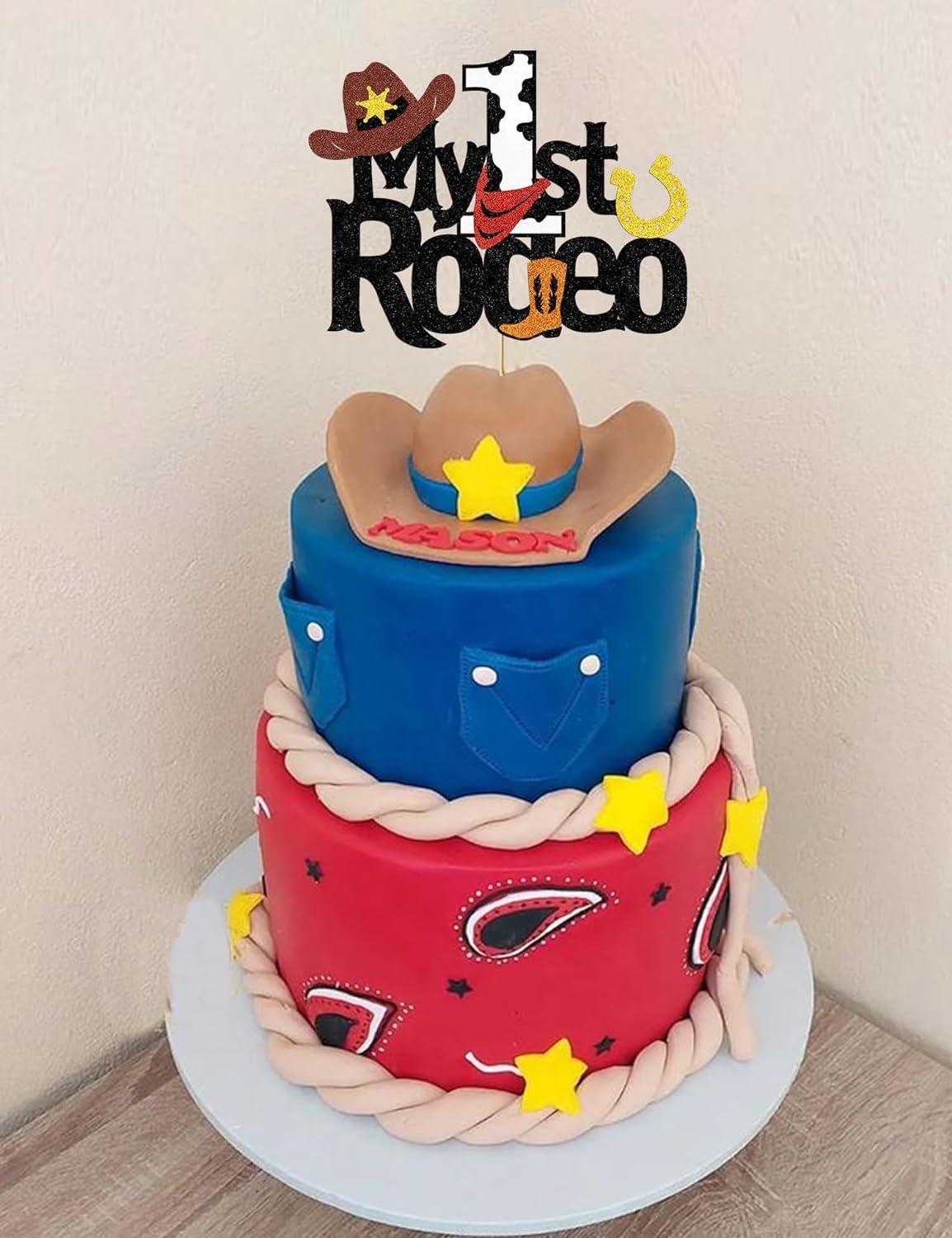 My 1st Rodeo Cake Topper Western Cowboy 1st Cake Decorations for First ...