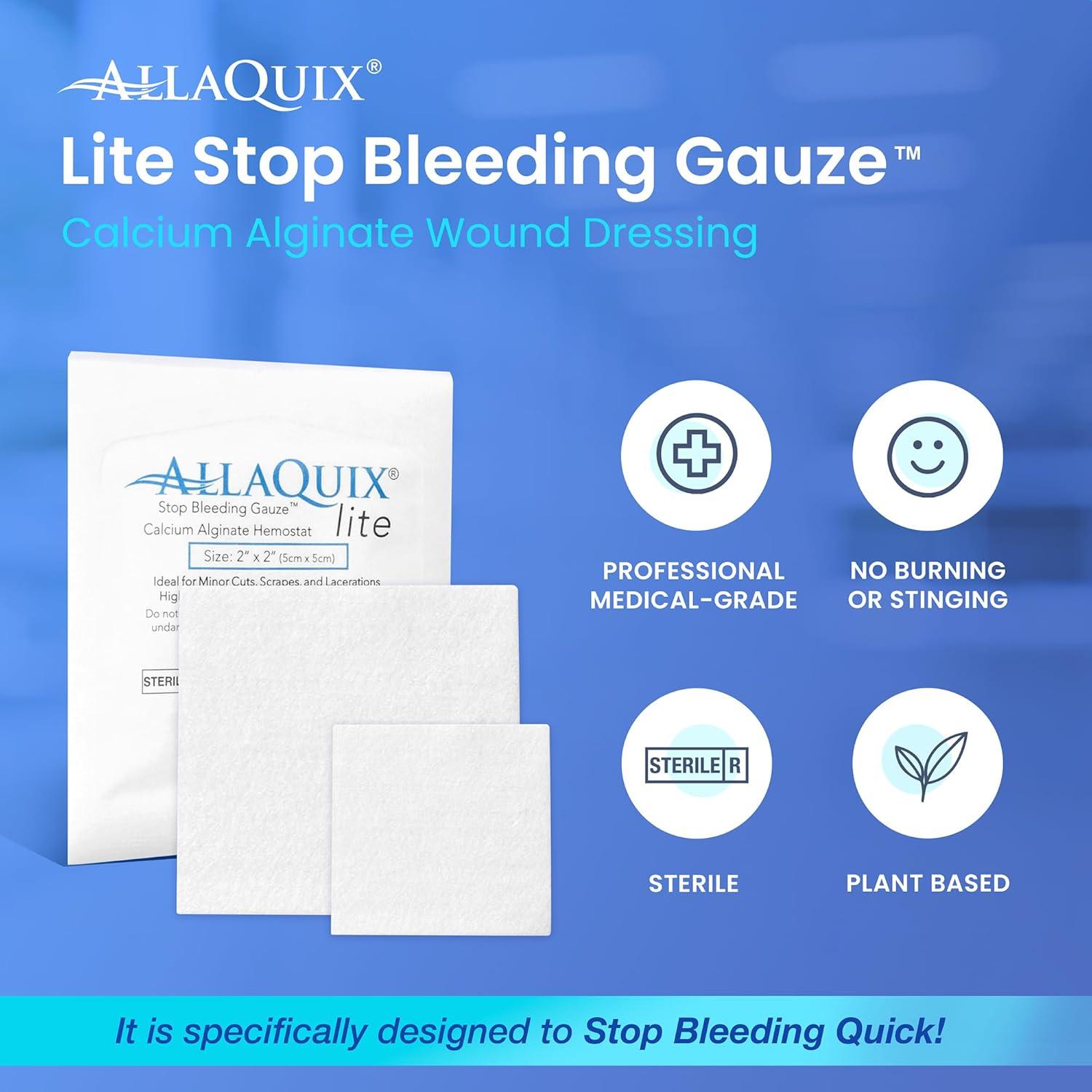 Lite Stop Bleeding Bandage - Calcium Alginate Wound Dressing (2-inch ...