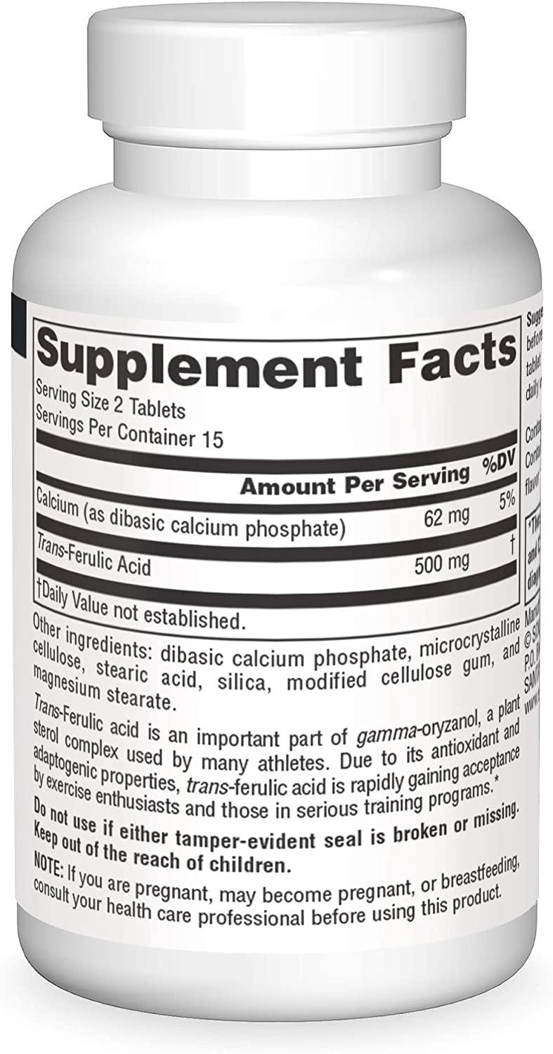 Source Naturals Trans-Ferulic Acid 250mg - 30 Tablets for Antioxidant ...