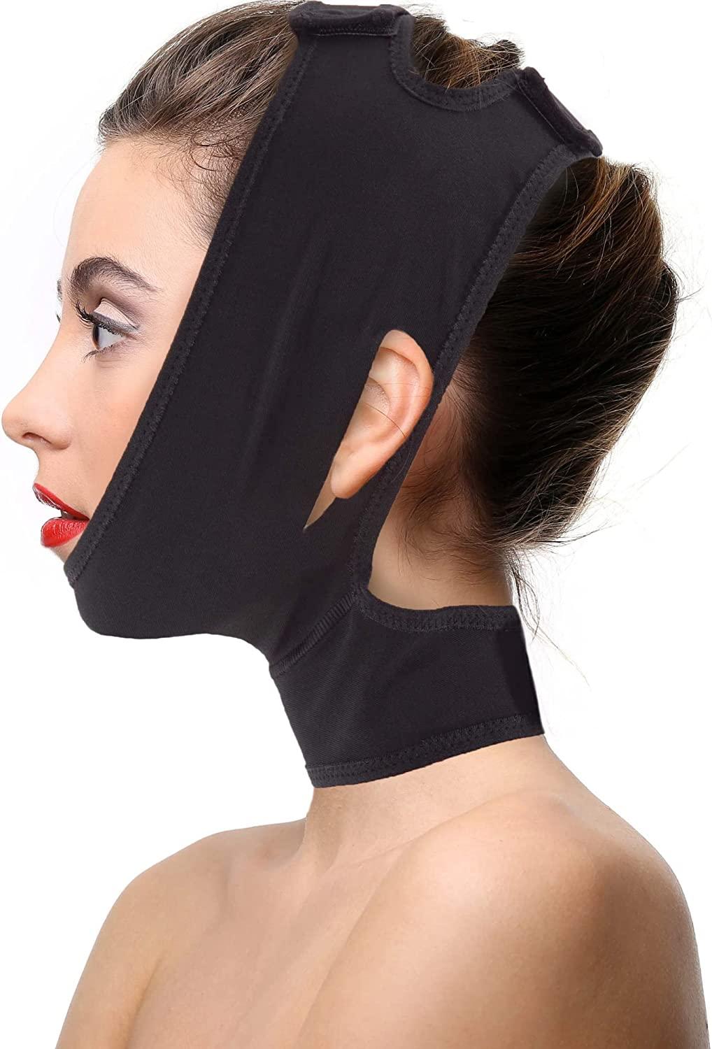 Chin Compression Garment Strap for Face Lift and Neck Cover - M Beige ...