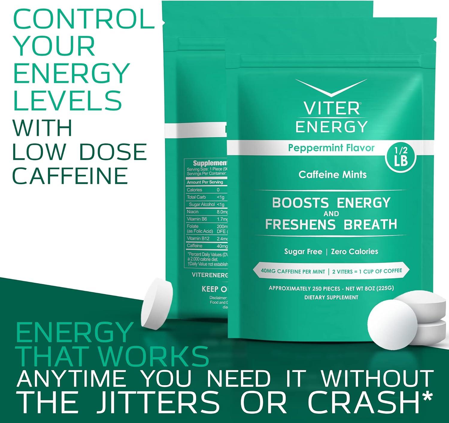 Viter Energy Caffeinated Mints 40mg Caffeine B Vitamins Sugar Free ...