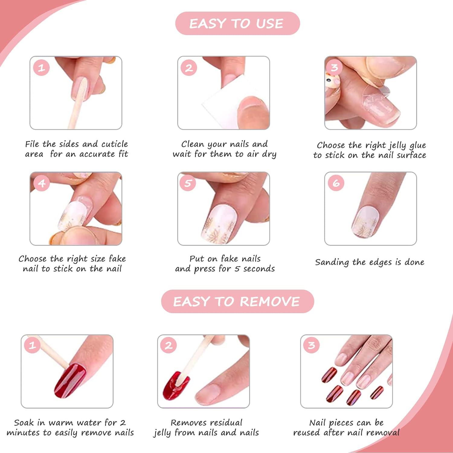 24PCS Pink Gradient French Press-On Nails | Ballerina Shape Full Cover ...