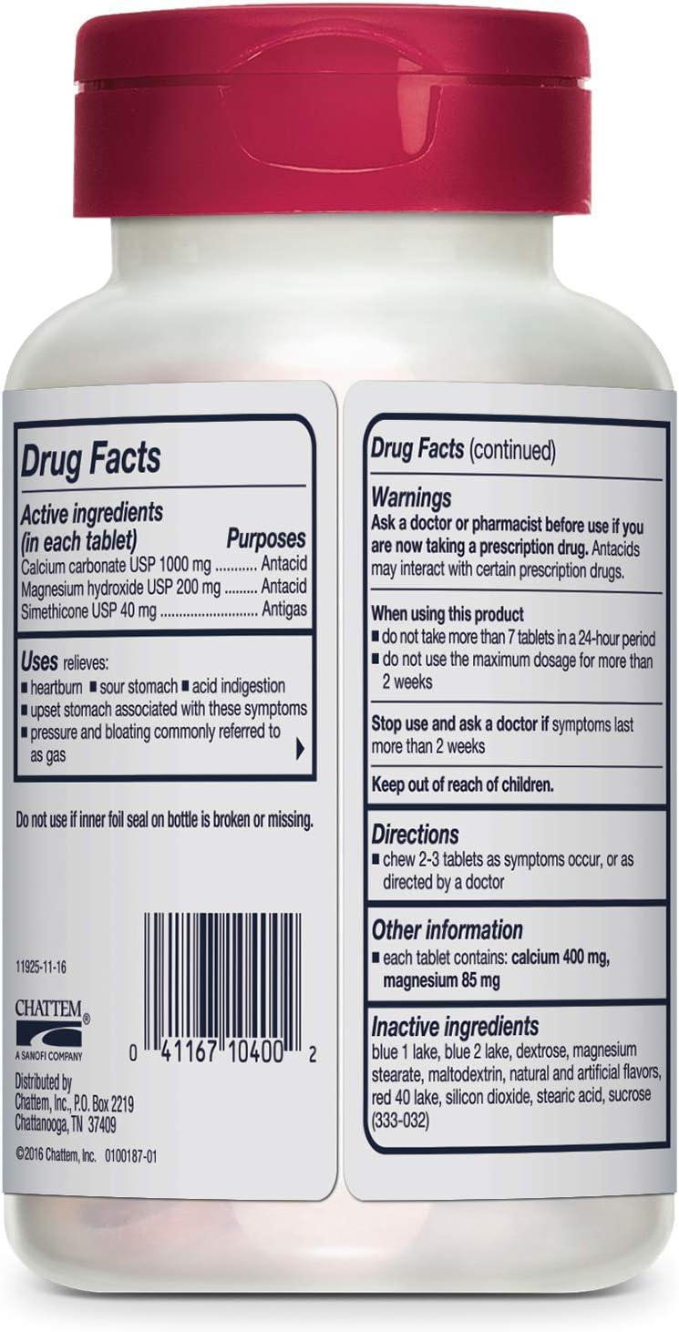 Rolaids Advanced Antacid Plus Anti-Gas 60 Chewable Tablets Assorted ...