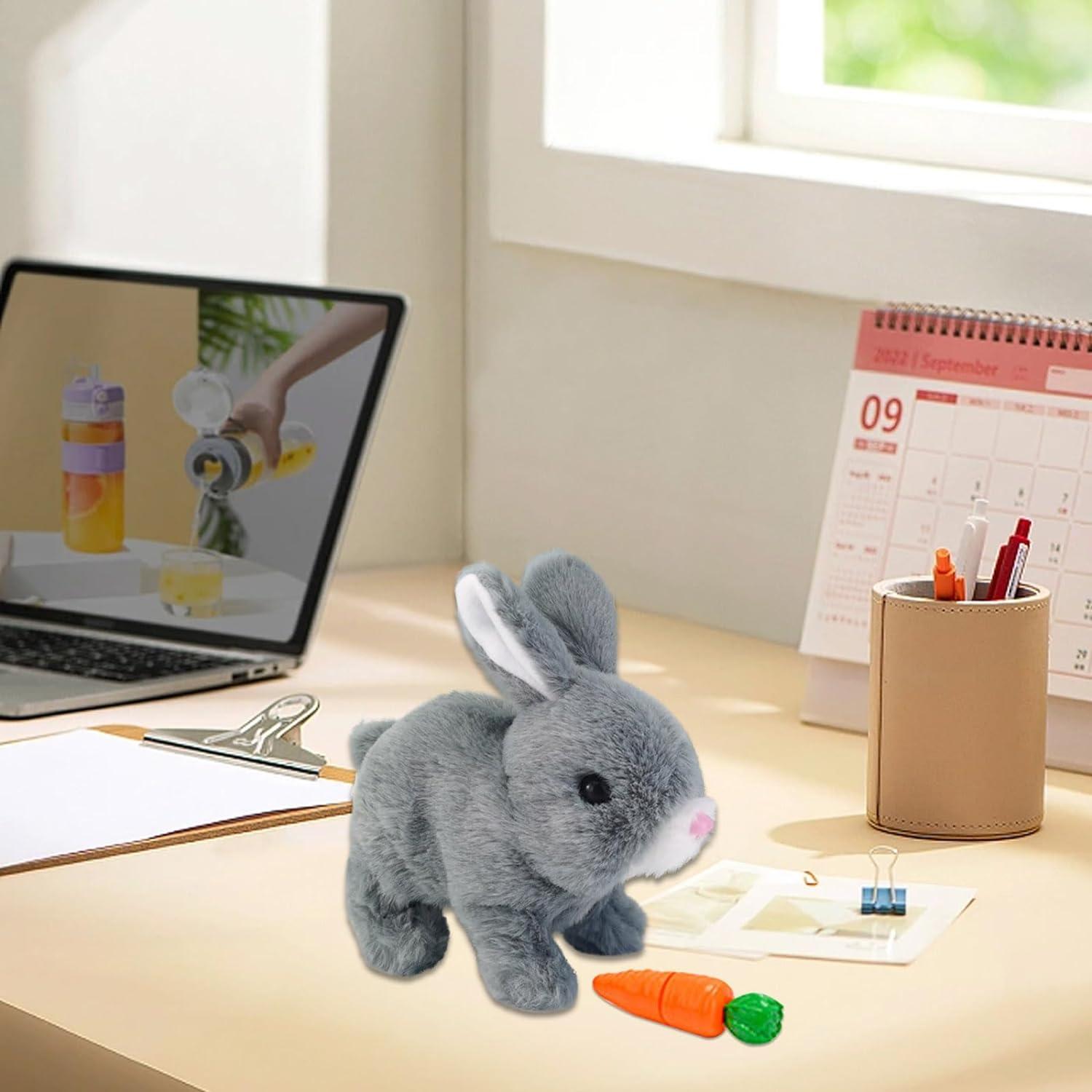 Woeau Rabbit Toy for Kids - Grey Plush Stuffed Bunny with Carrot ...
