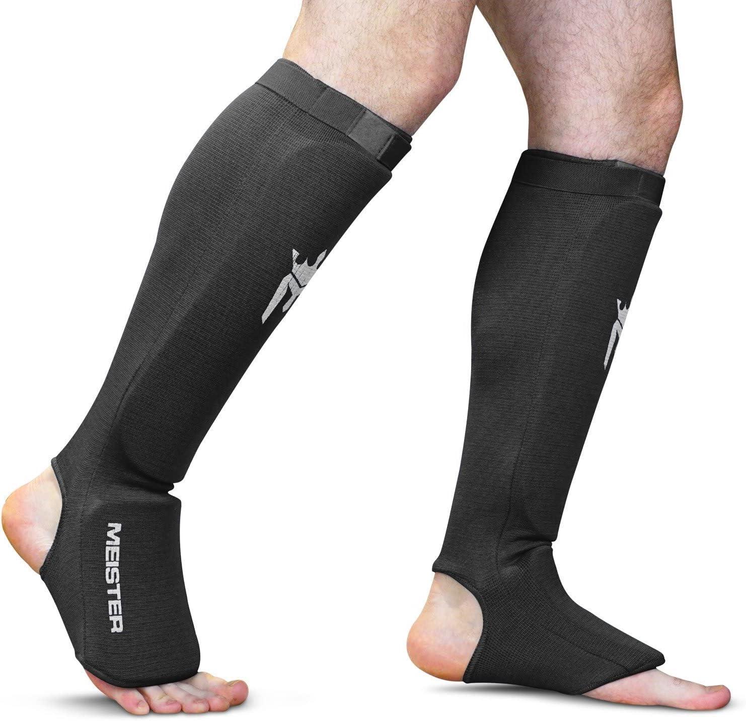 Meister MMA Elastic Cloth Shin & Instep Padded Guards - Black (S/M ...